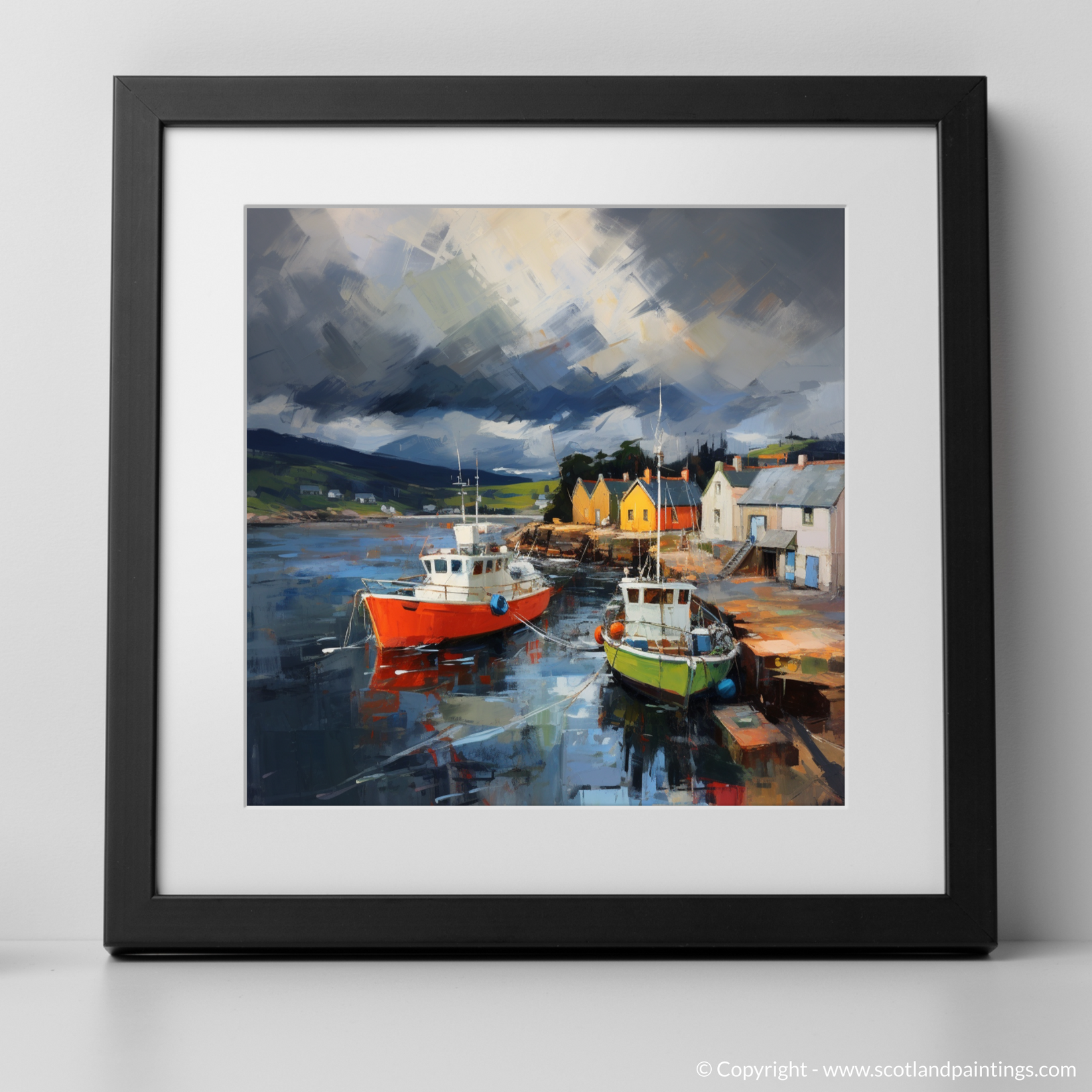 Painting and Art Print of Cromarty Harbour with a stormy sky entitled ...