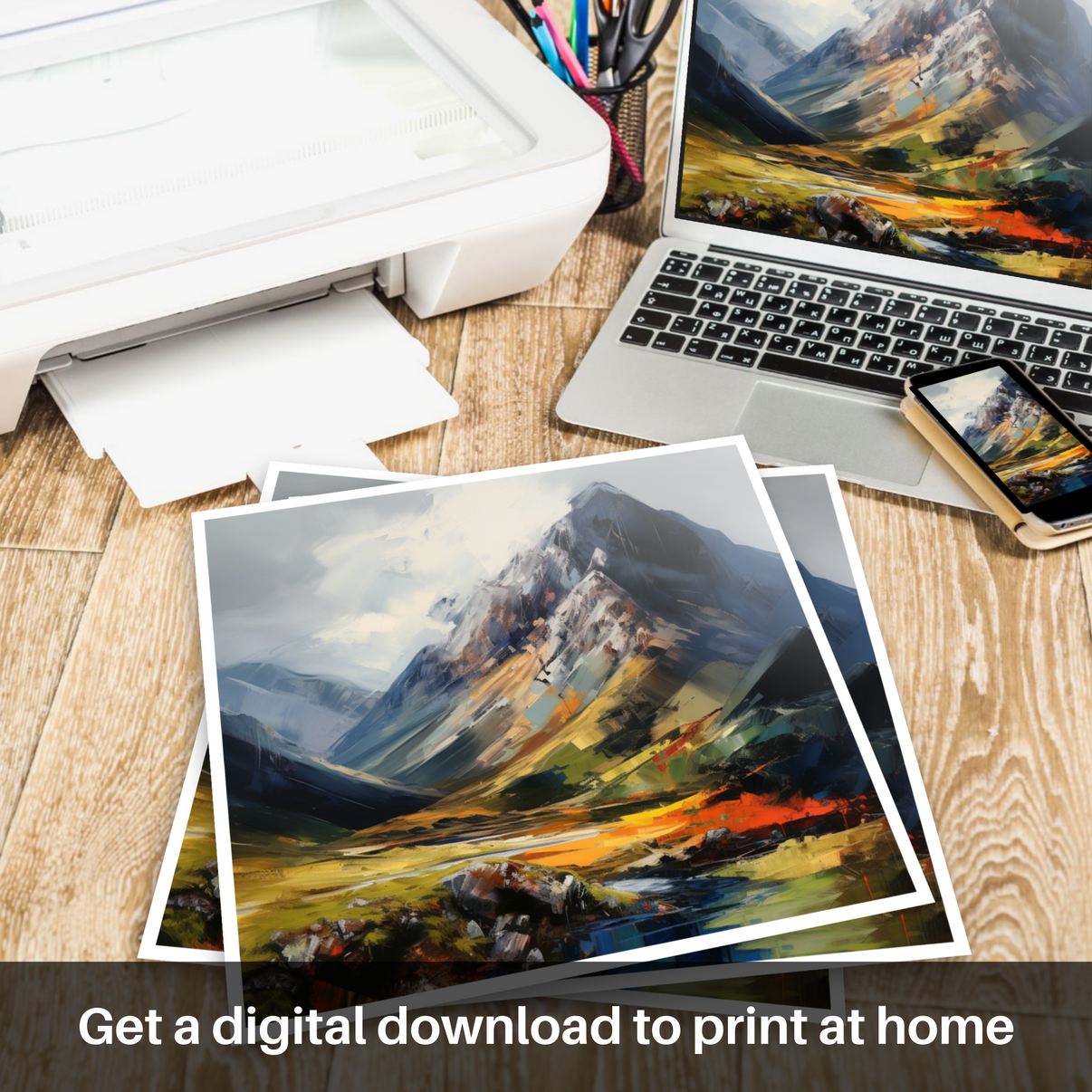 Painting and Art Print of Sgurr a' Mhaim, Highlands. entitled "Highlan ...