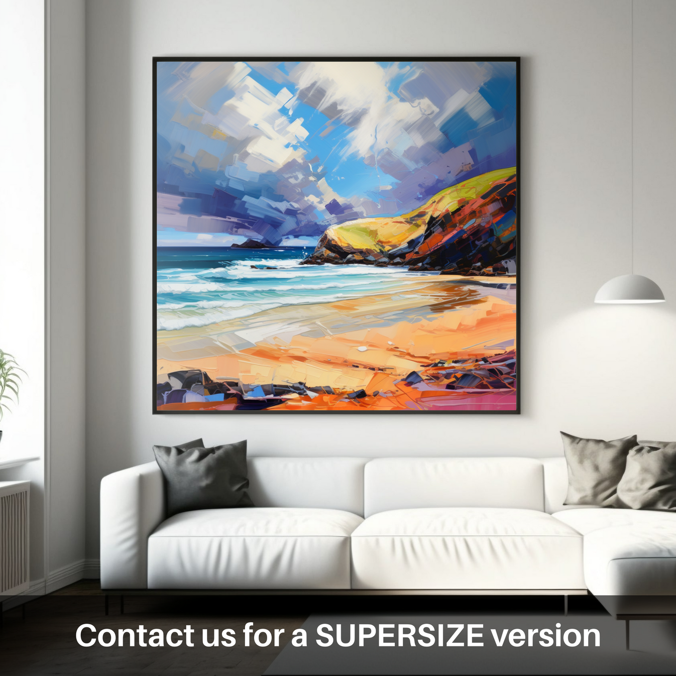 Painting and Art Print of Sandwood Bay with a stormy sky entitled "Sto ...