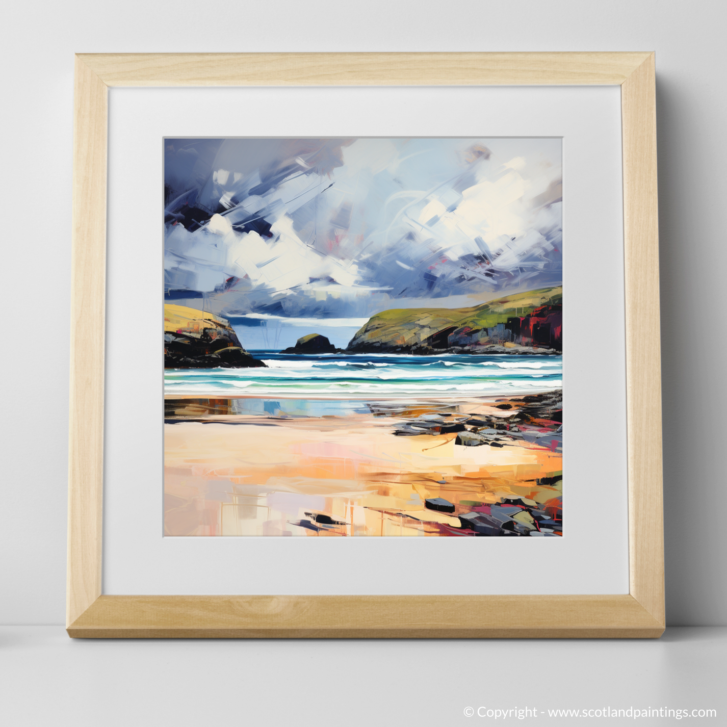 Painting and Art Print of Sandwood Bay with a stormy sky entitled "Sto ...