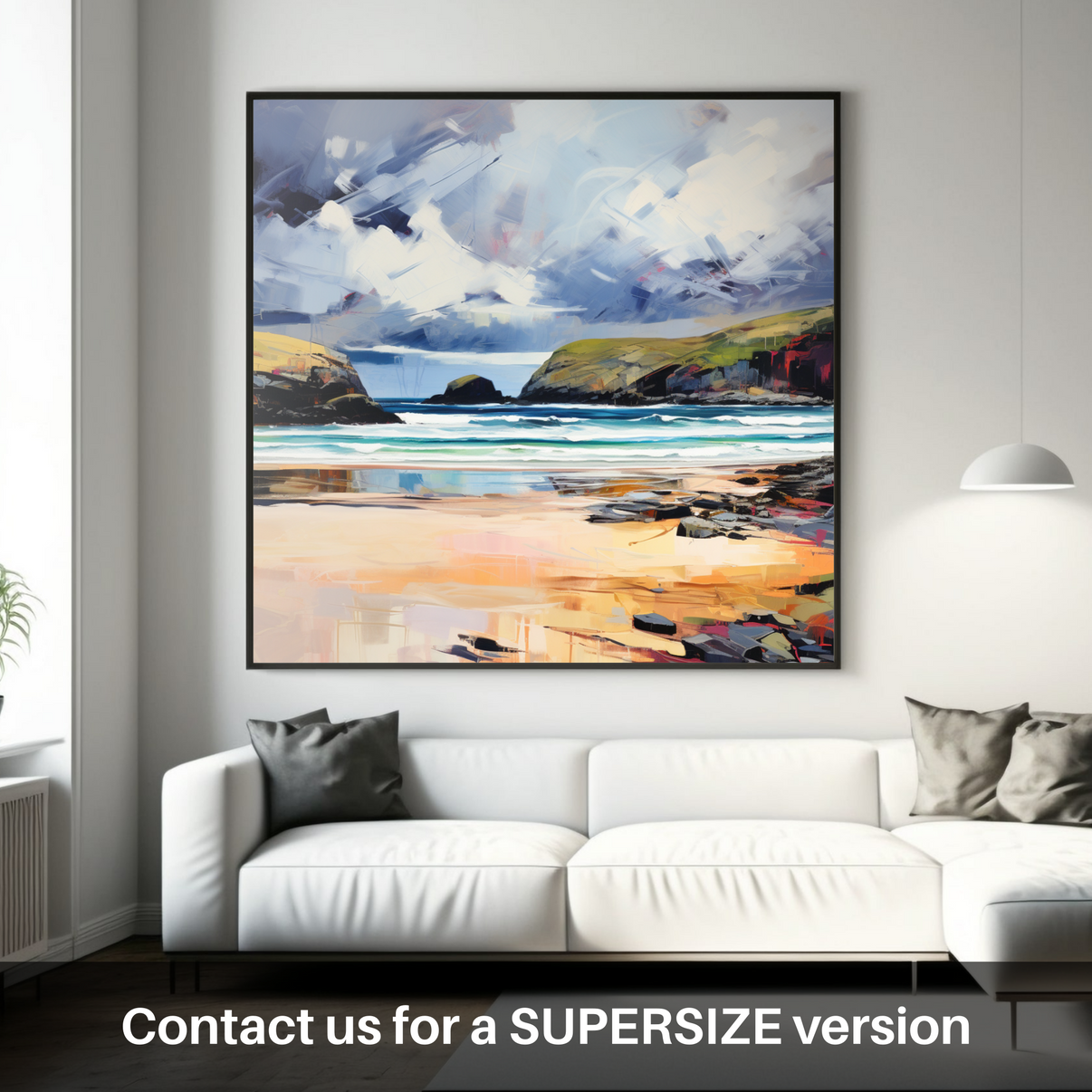 Painting and Art Print of Sandwood Bay with a stormy sky entitled "Sto ...