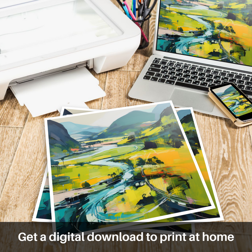 Painting and Art Print of Glenfinnan, Highlands in summer entitled "Su ...