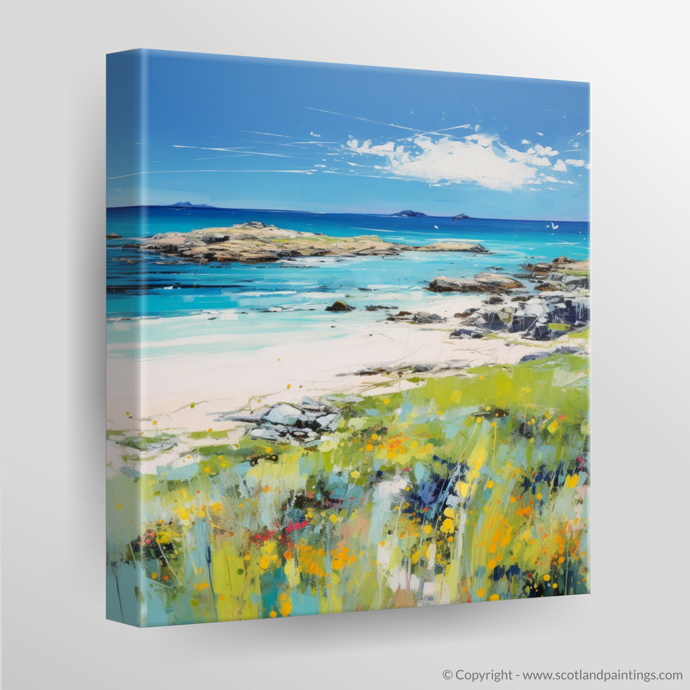 Painting and Art Print of Isle of Tiree, Inner Hebrides in summer enti ...