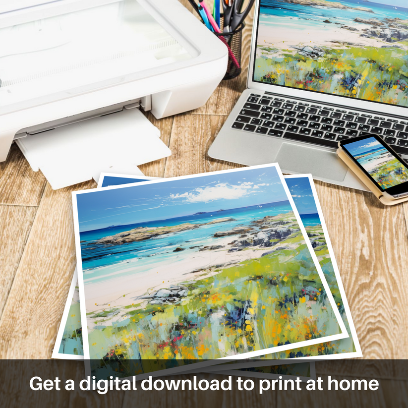 Painting and Art Print of Isle of Tiree, Inner Hebrides in summer enti ...