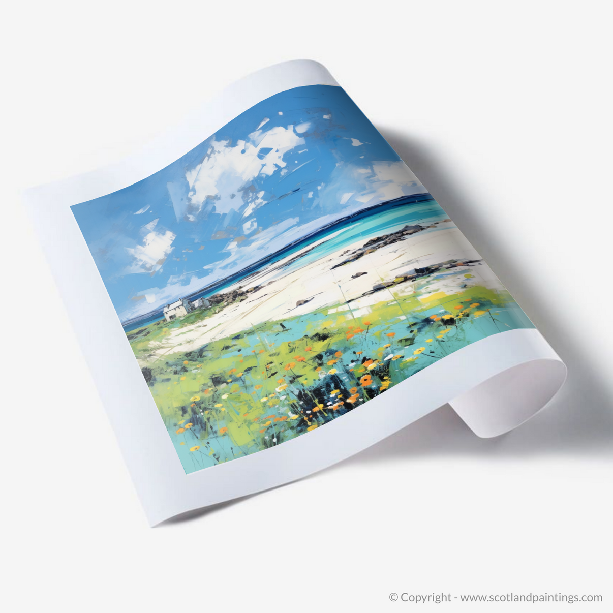 Painting and Art Print of Isle of Tiree, Inner Hebrides in summer enti ...