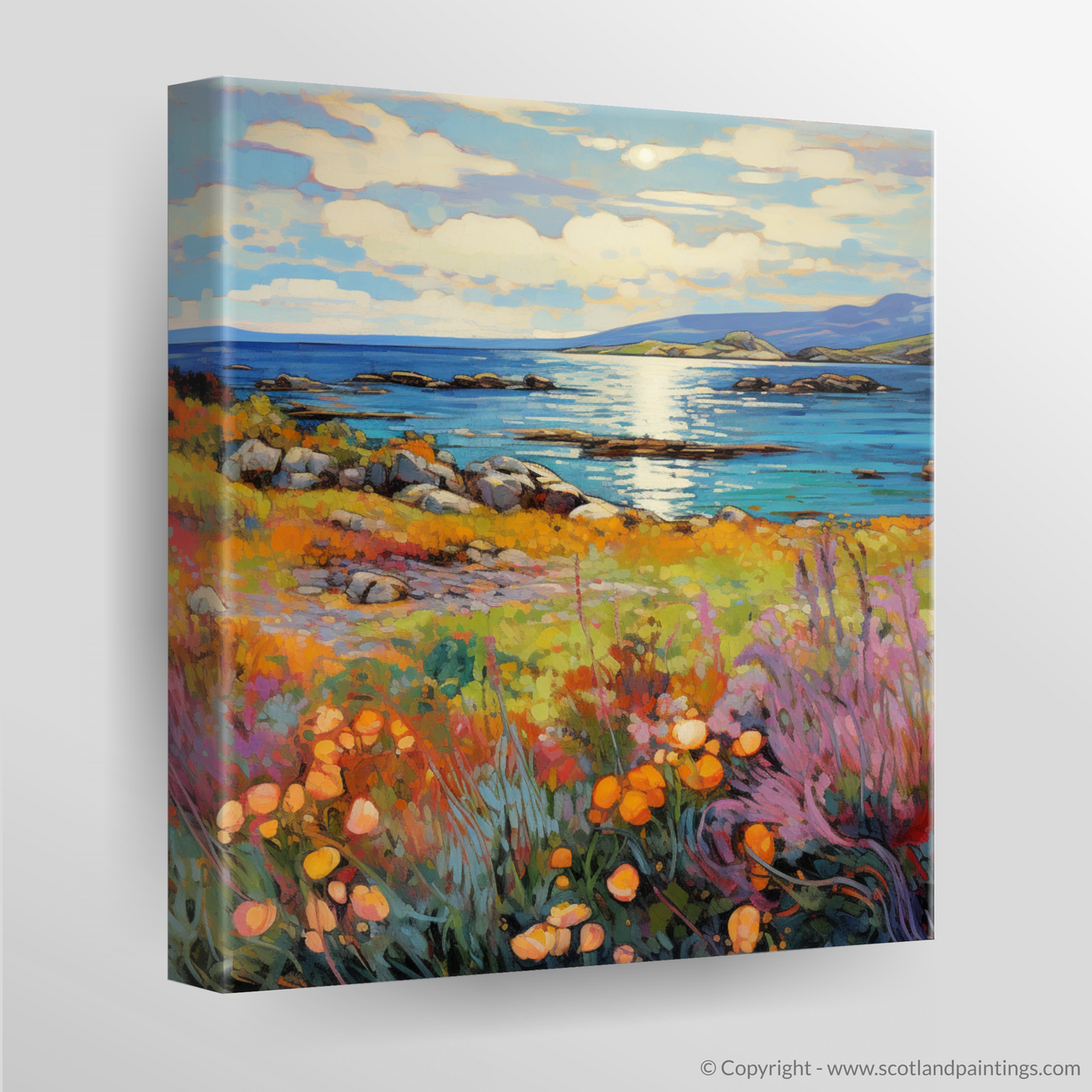 Painting and Art Print of Isle of Gigha, Inner Hebrides in summer enti ...