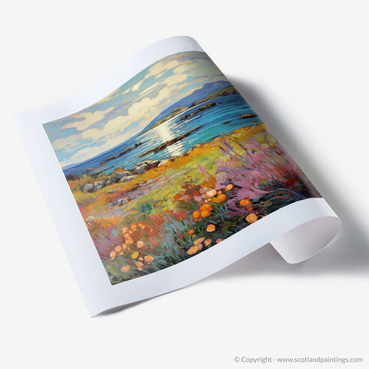 Painting and Art Print of Isle of Gigha, Inner Hebrides in summer enti ...