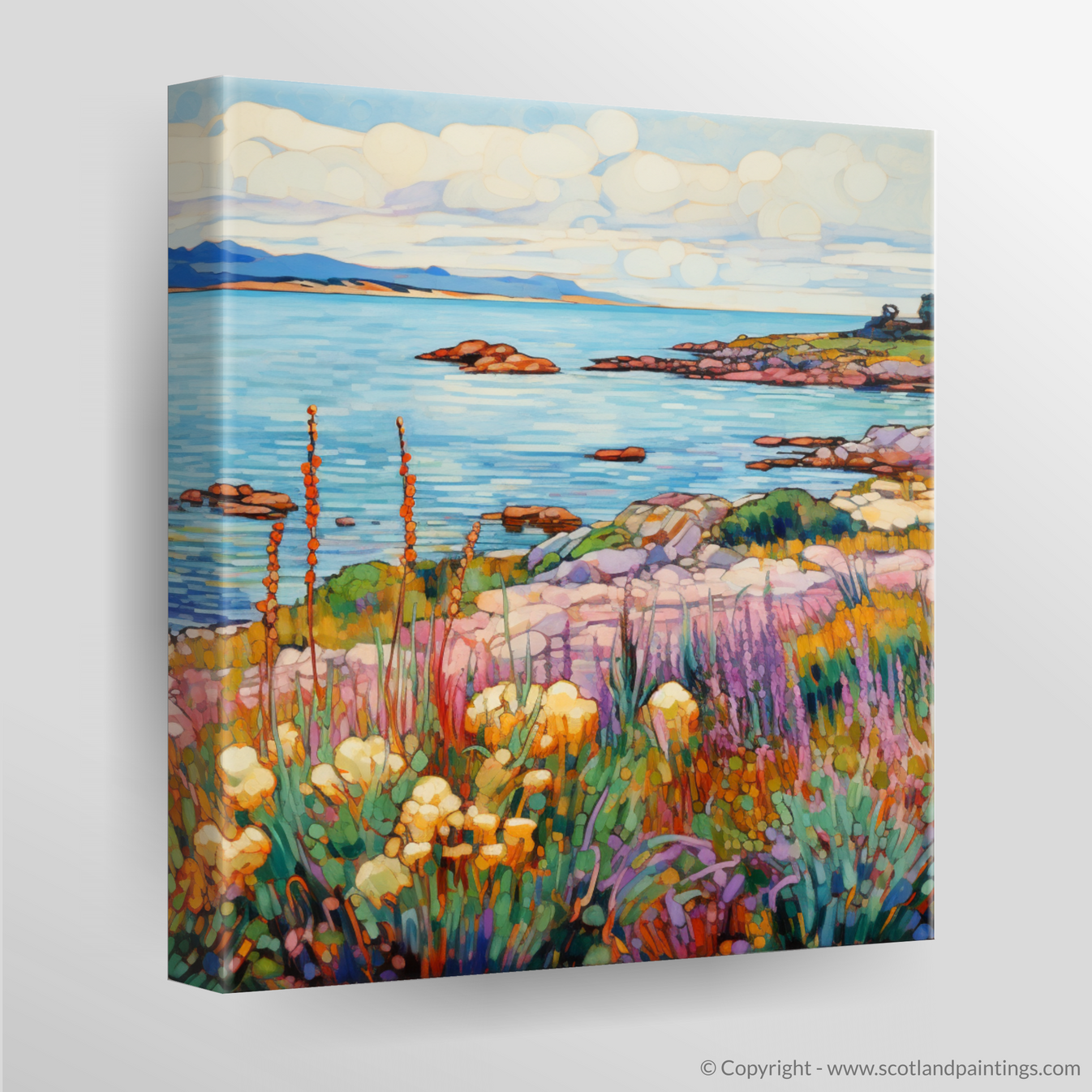 Painting and Art Print of Isle of Gigha, Inner Hebrides in summer enti ...