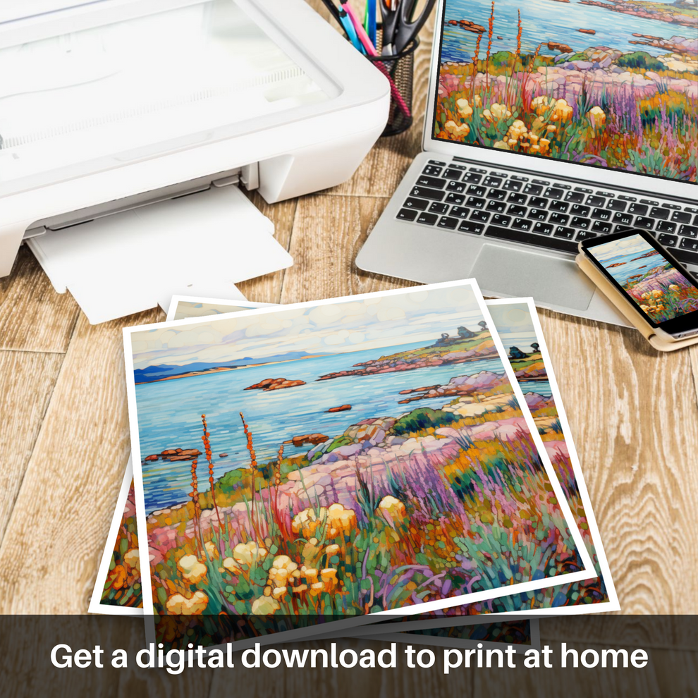 Painting and Art Print of Isle of Gigha, Inner Hebrides in summer enti ...