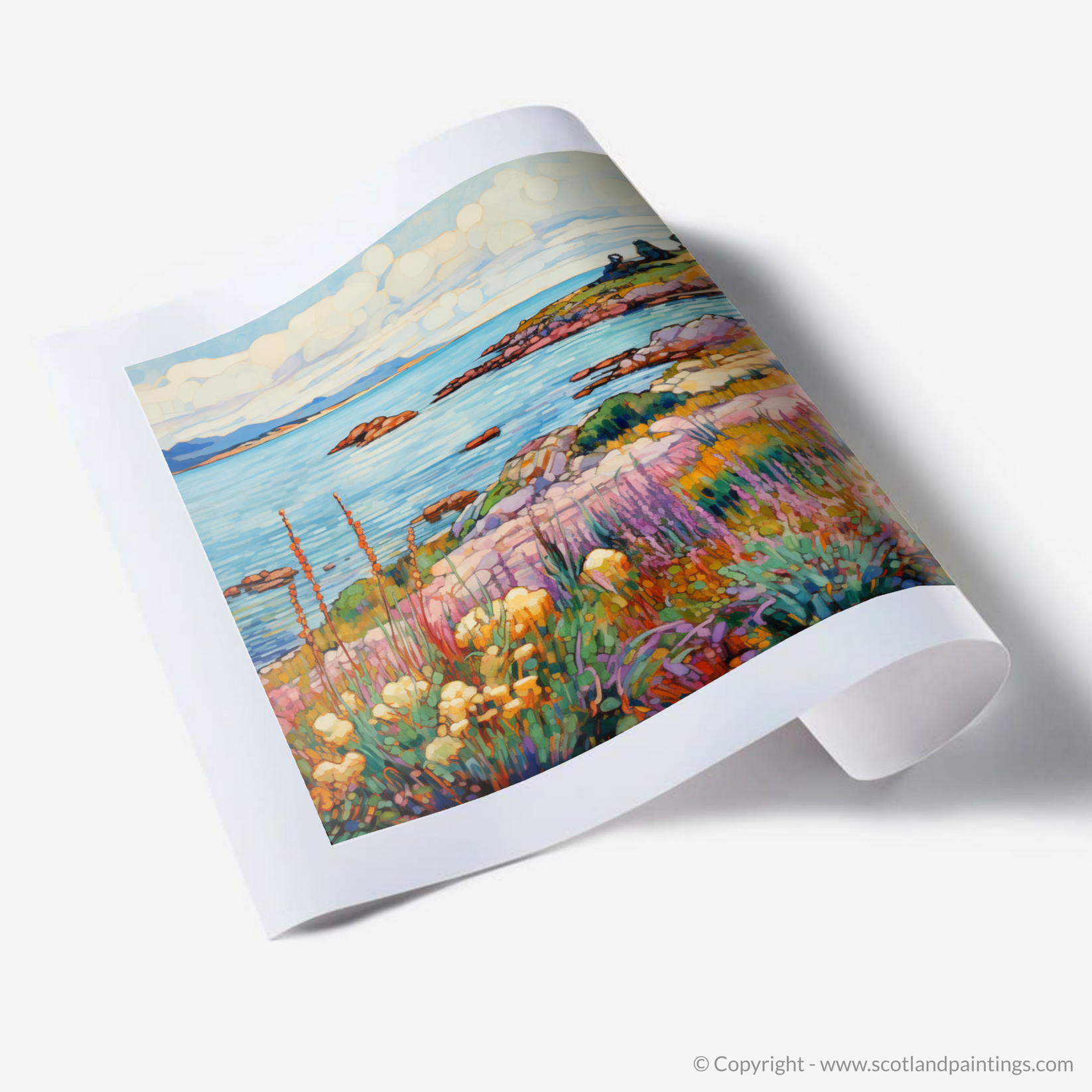 Painting and Art Print of Isle of Gigha, Inner Hebrides in summer enti ...