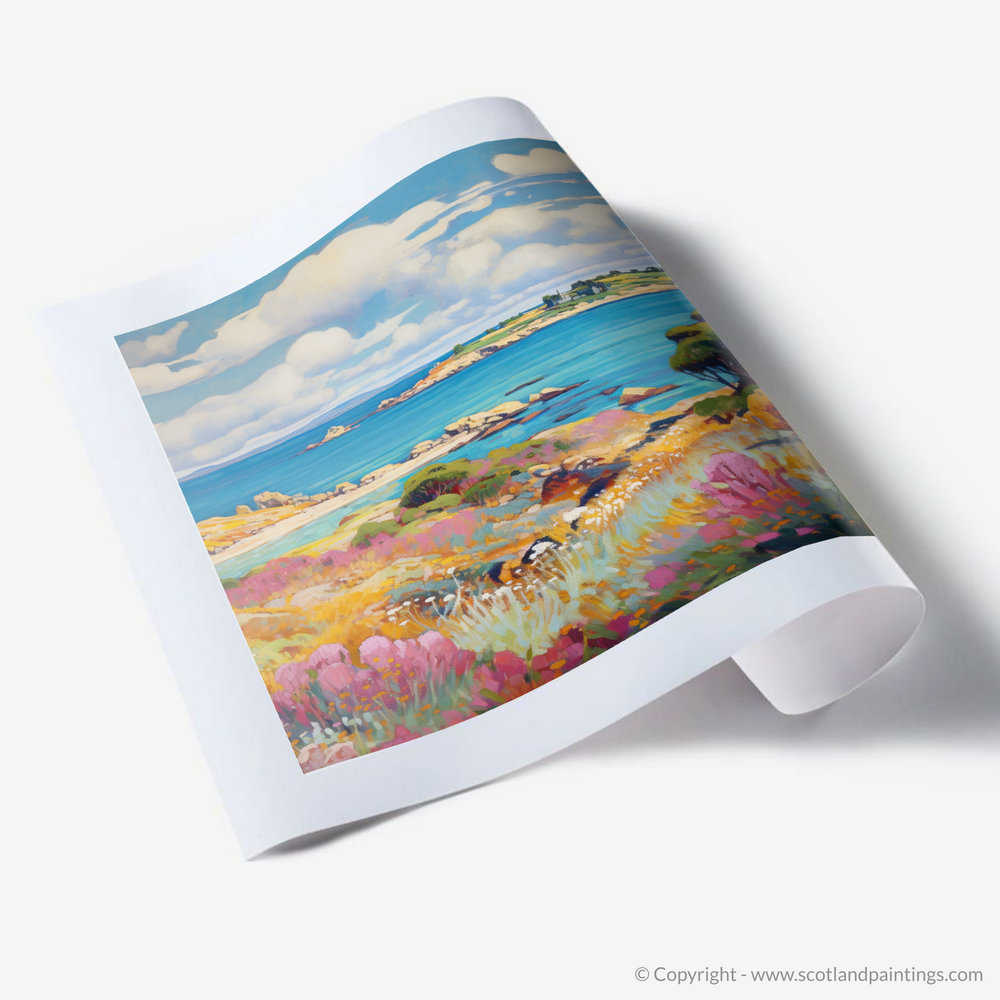 Painting and Art Print of Isle of Gigha, Inner Hebrides in summer enti ...