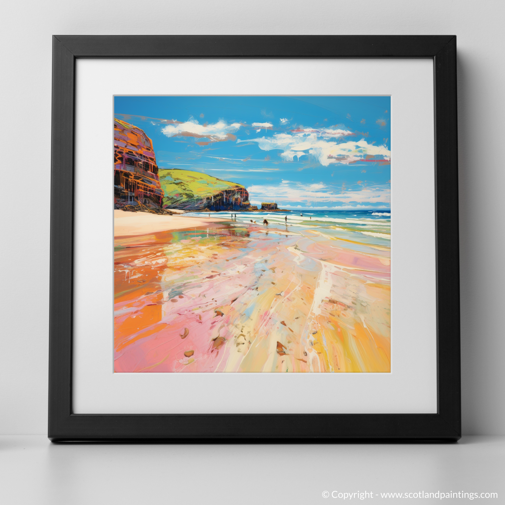 Painting and Art Print of Sandwood Bay, Sutherland in summer entitled ...