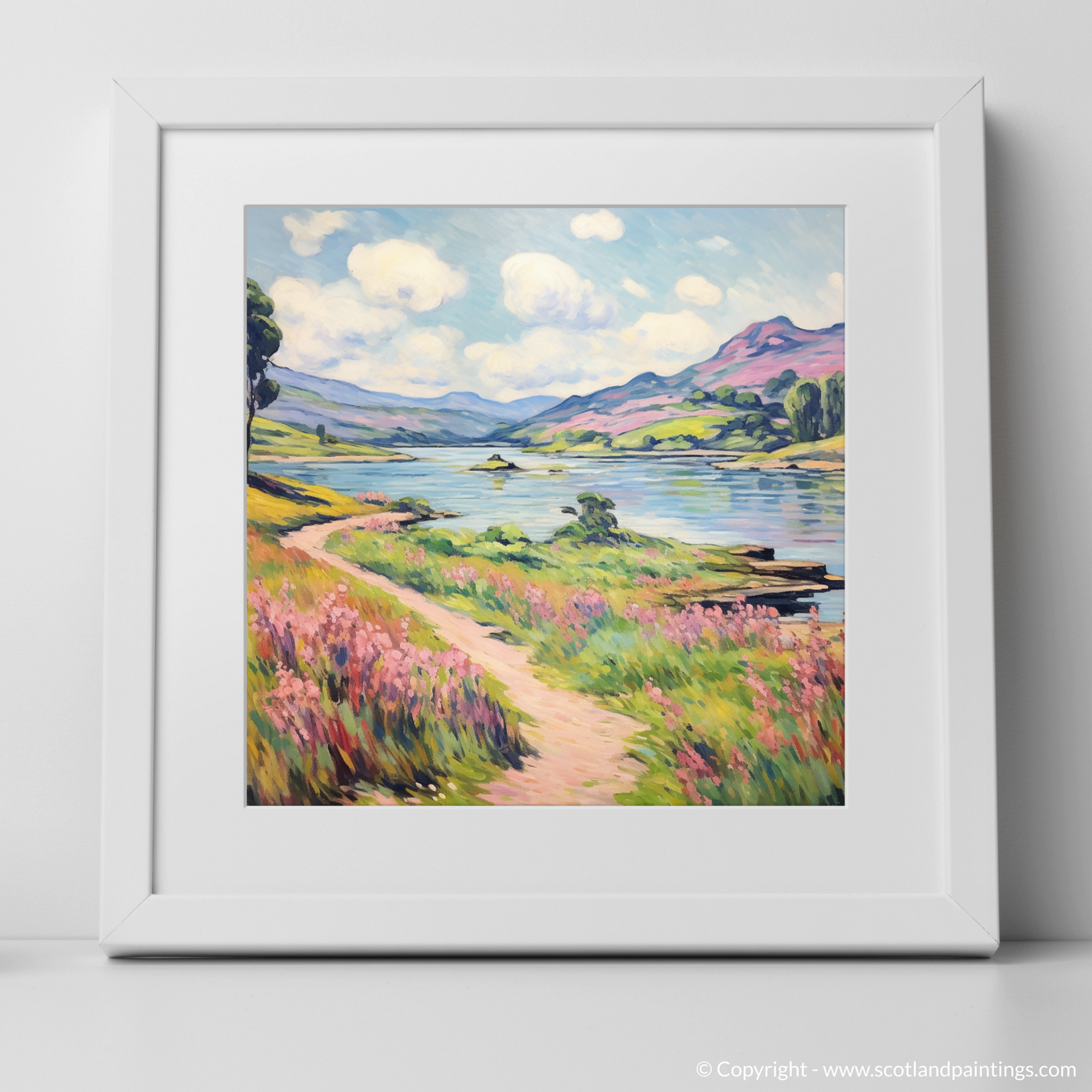 Painting and Art Print of Loch Doon, Ayrshire in summer entitled "Summ ...