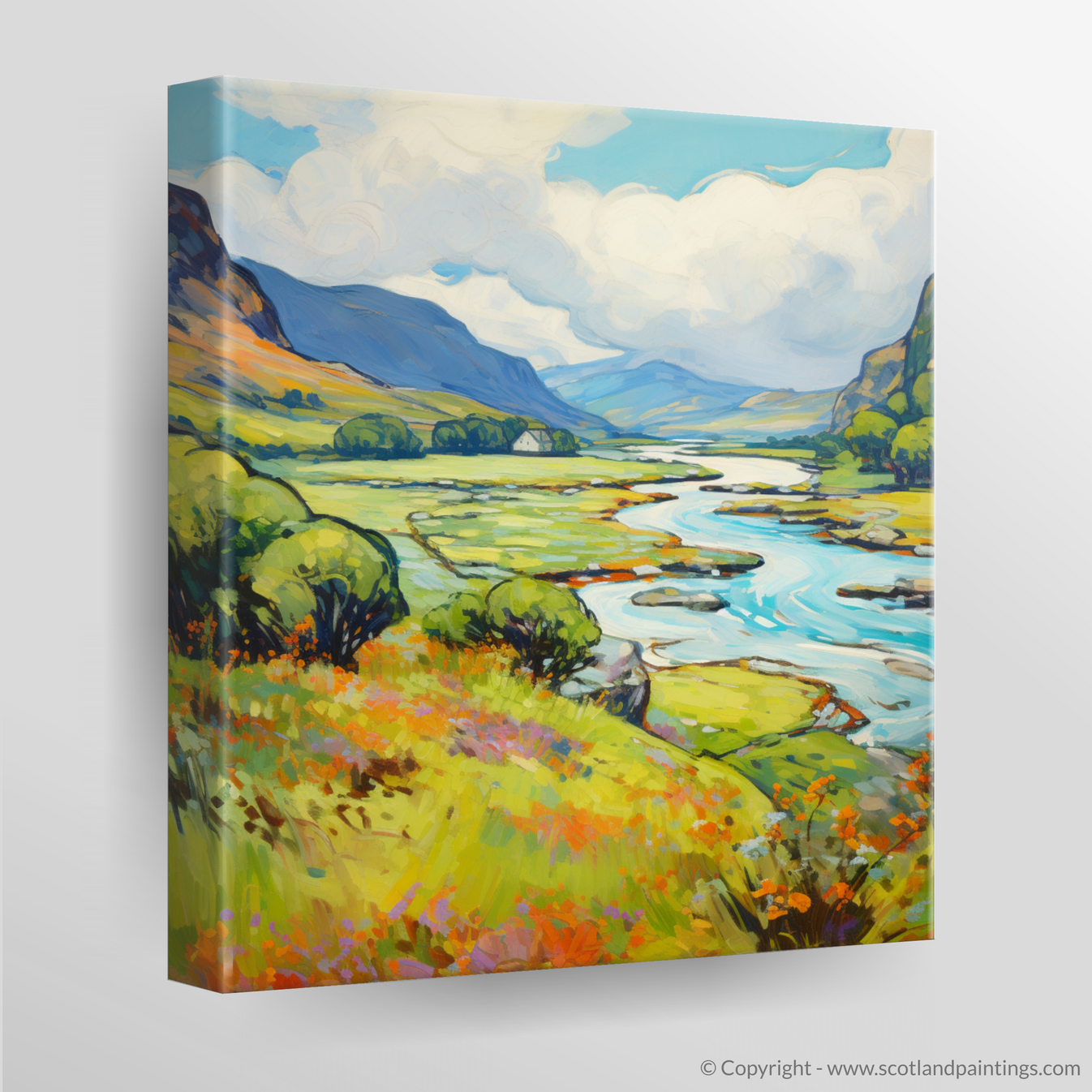 Painting and Art Print of Glen Falloch, Argyll and Bute in summer enti ...