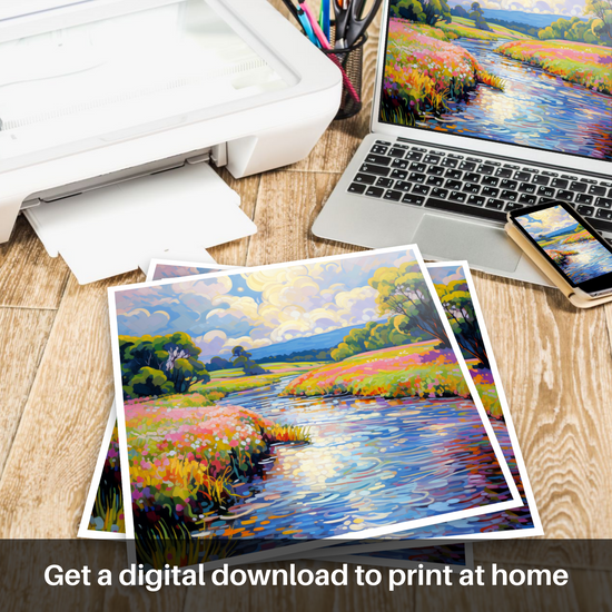 Painting and Art Print of River Esk, Angus in summer entitled "Summer – Scotland Paintings and ...