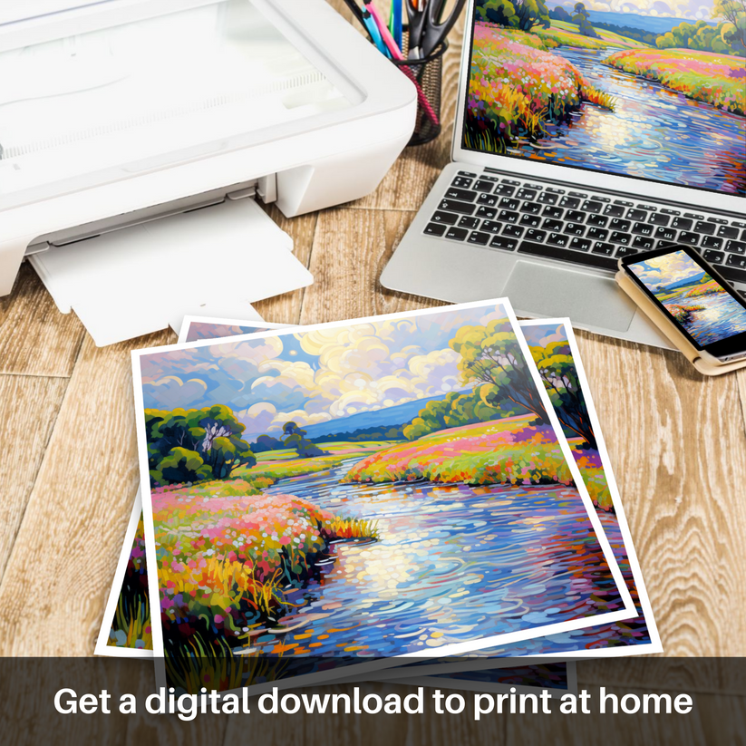 Painting and Art Print of River Esk, Angus in summer entitled "Summer – Scotland Paintings and ...