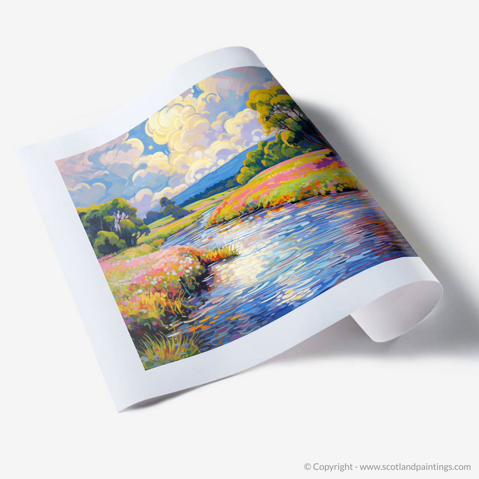 Painting and Art Print of River Esk, Angus in summer entitled "Summer – Scotland Paintings and ...