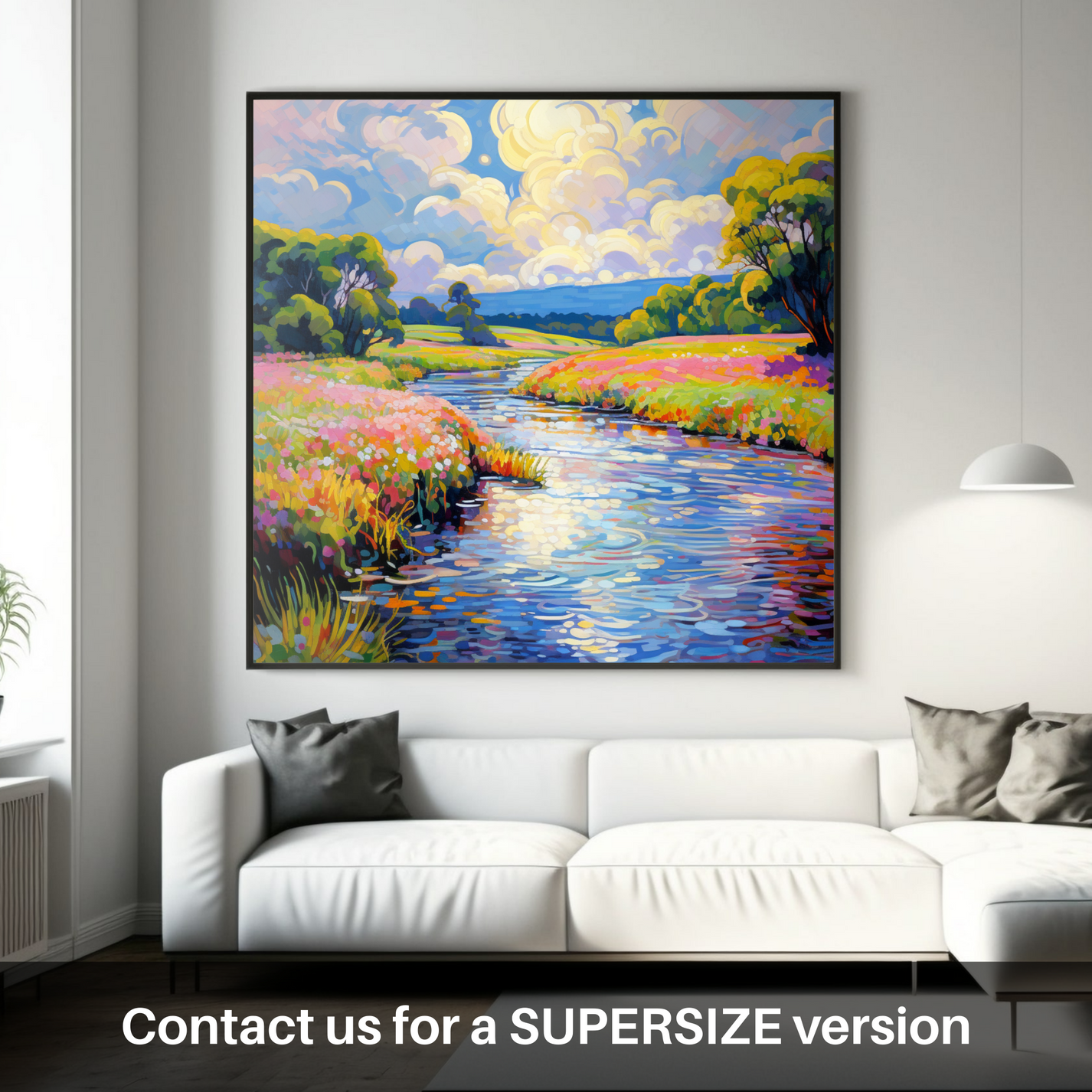 Painting and Art Print of River Esk, Angus in summer entitled "Summer ...