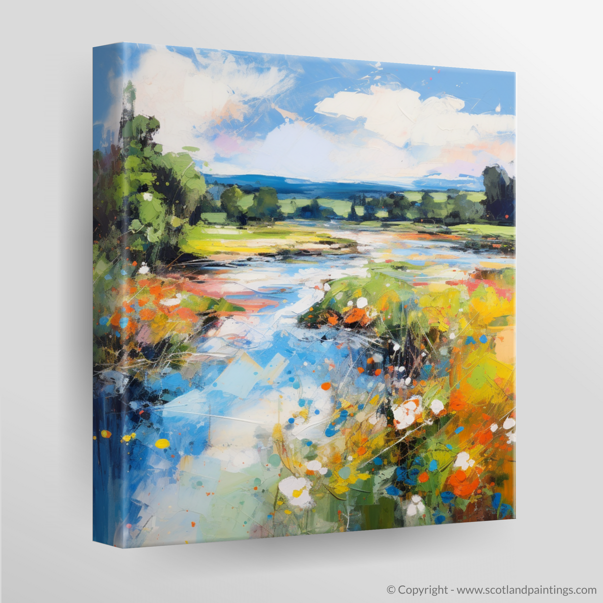 Painting and Art Print of River Lyon, Perthshire in summer entitled "S ...