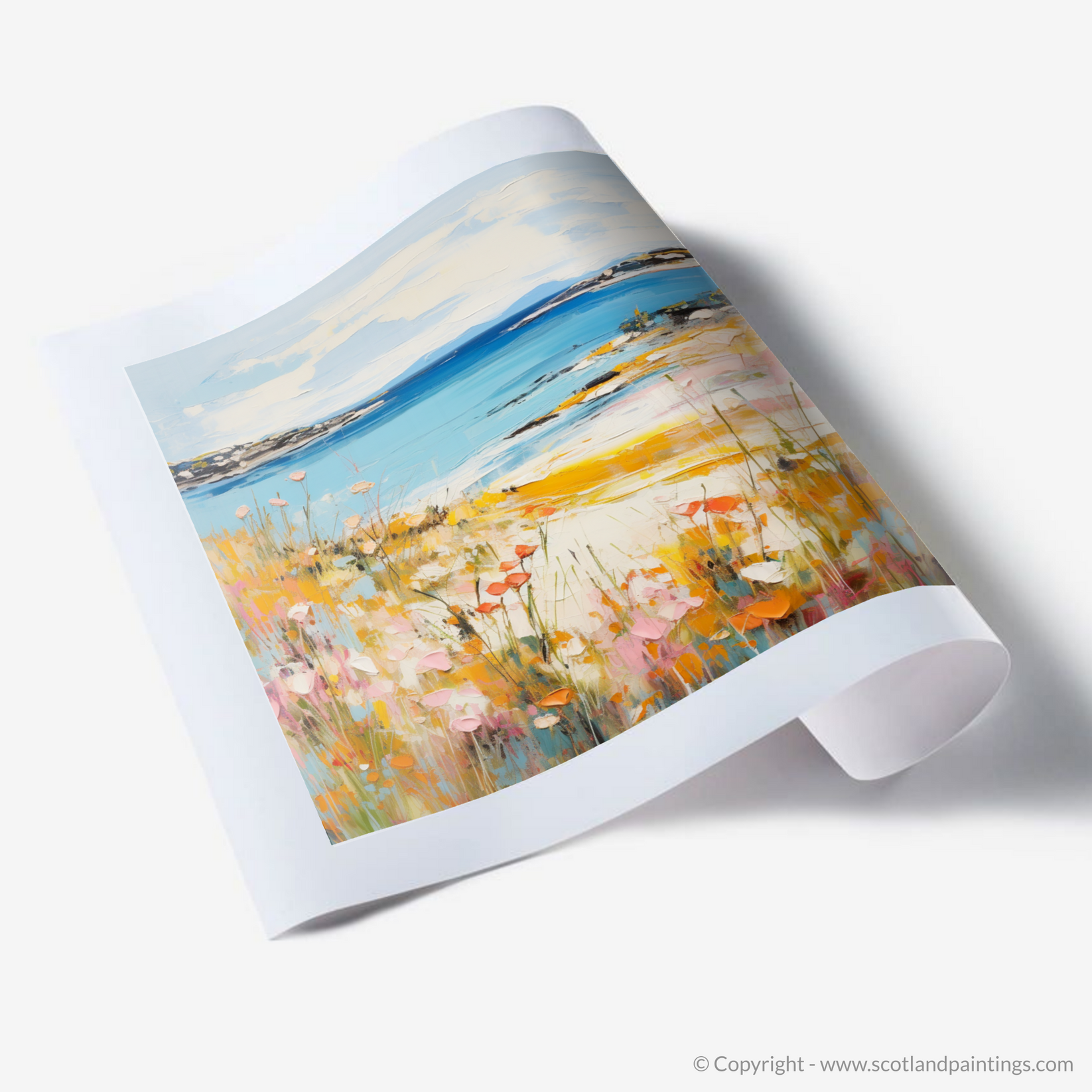 Painting and Art Print of Isle of Gigha, Inner Hebrides in summer enti ...