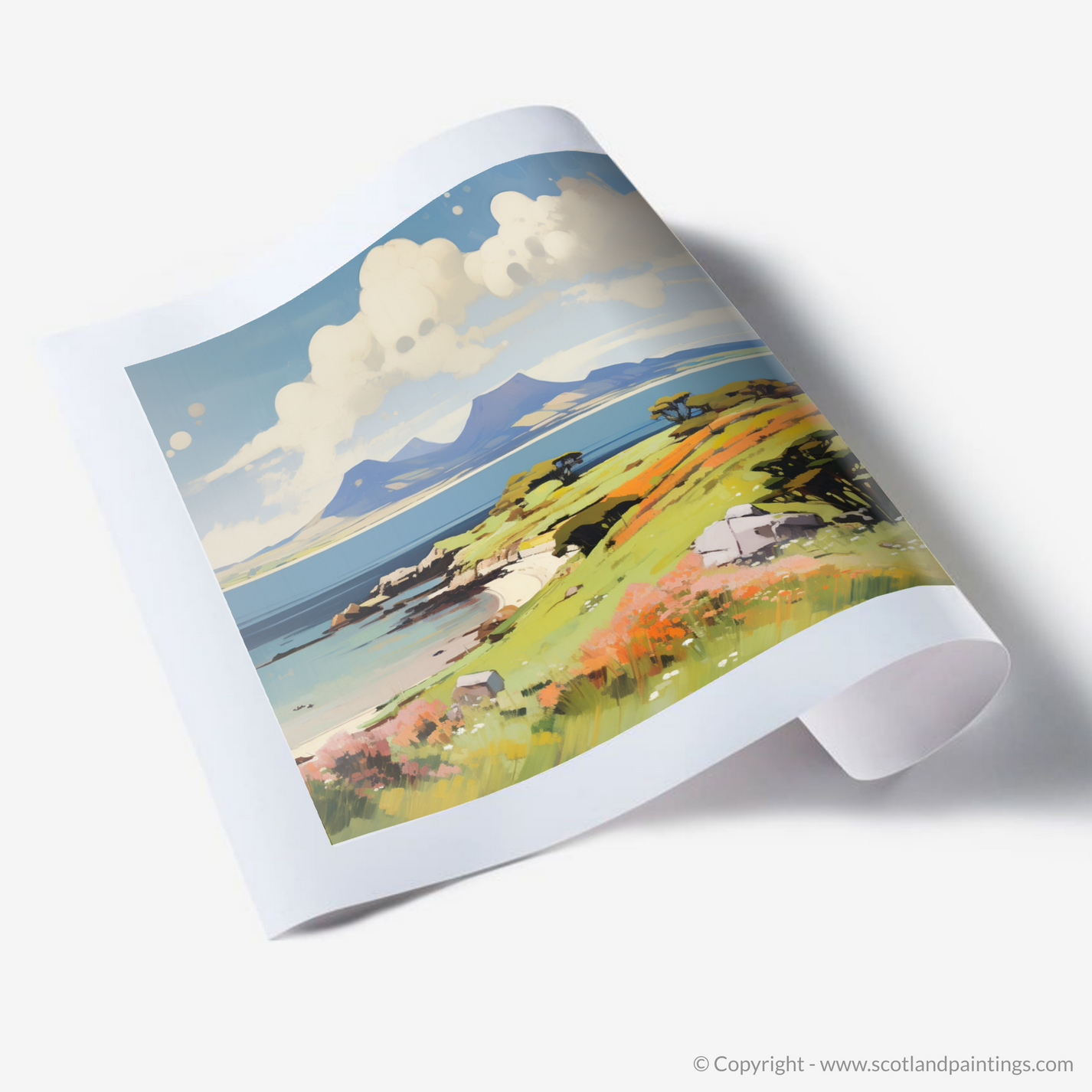 Painting and Art Print of Isle of Arran, Firth of Clyde in summer. Sum ...