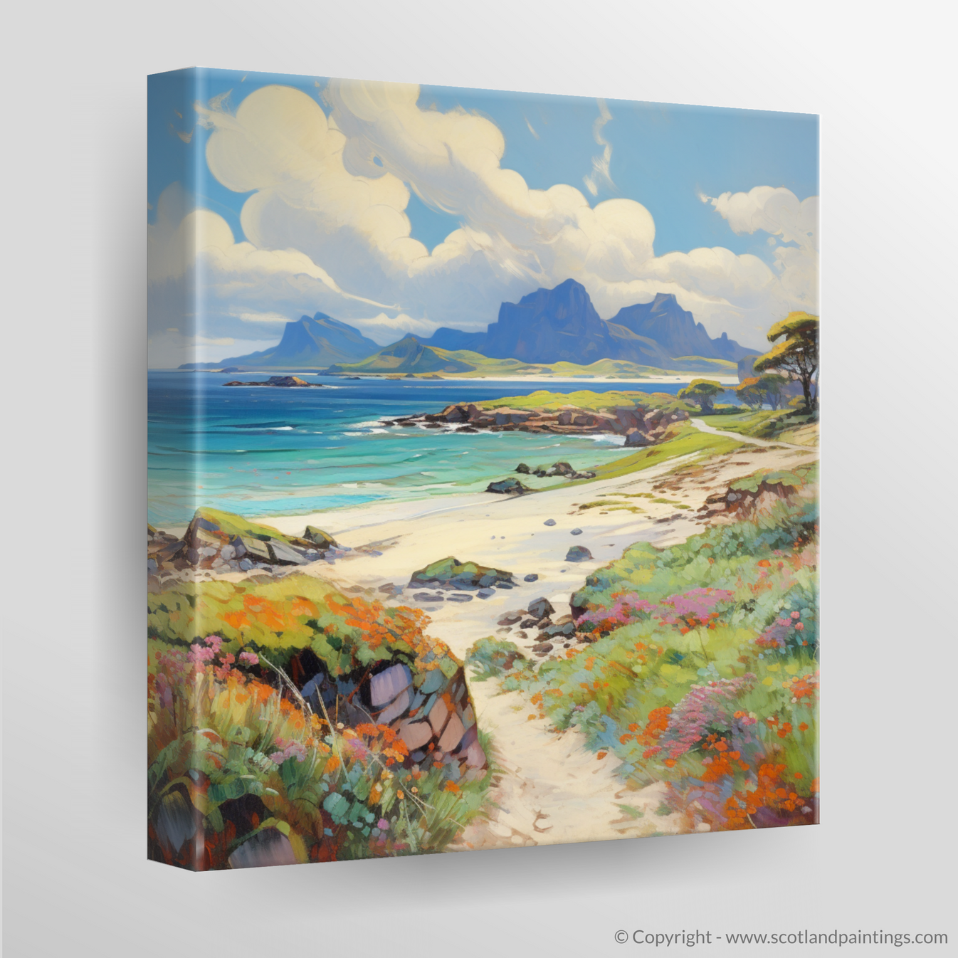 Painting and Art Print of Isle of Eigg, Inner Hebrides in summer entit ...