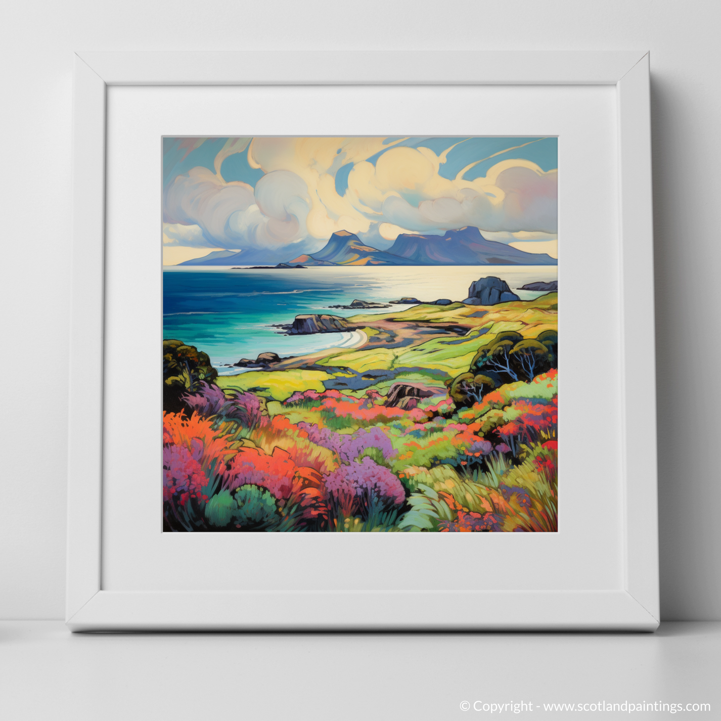 Painting and Art Print of Isle of Eigg, Inner Hebrides in summer entit ...