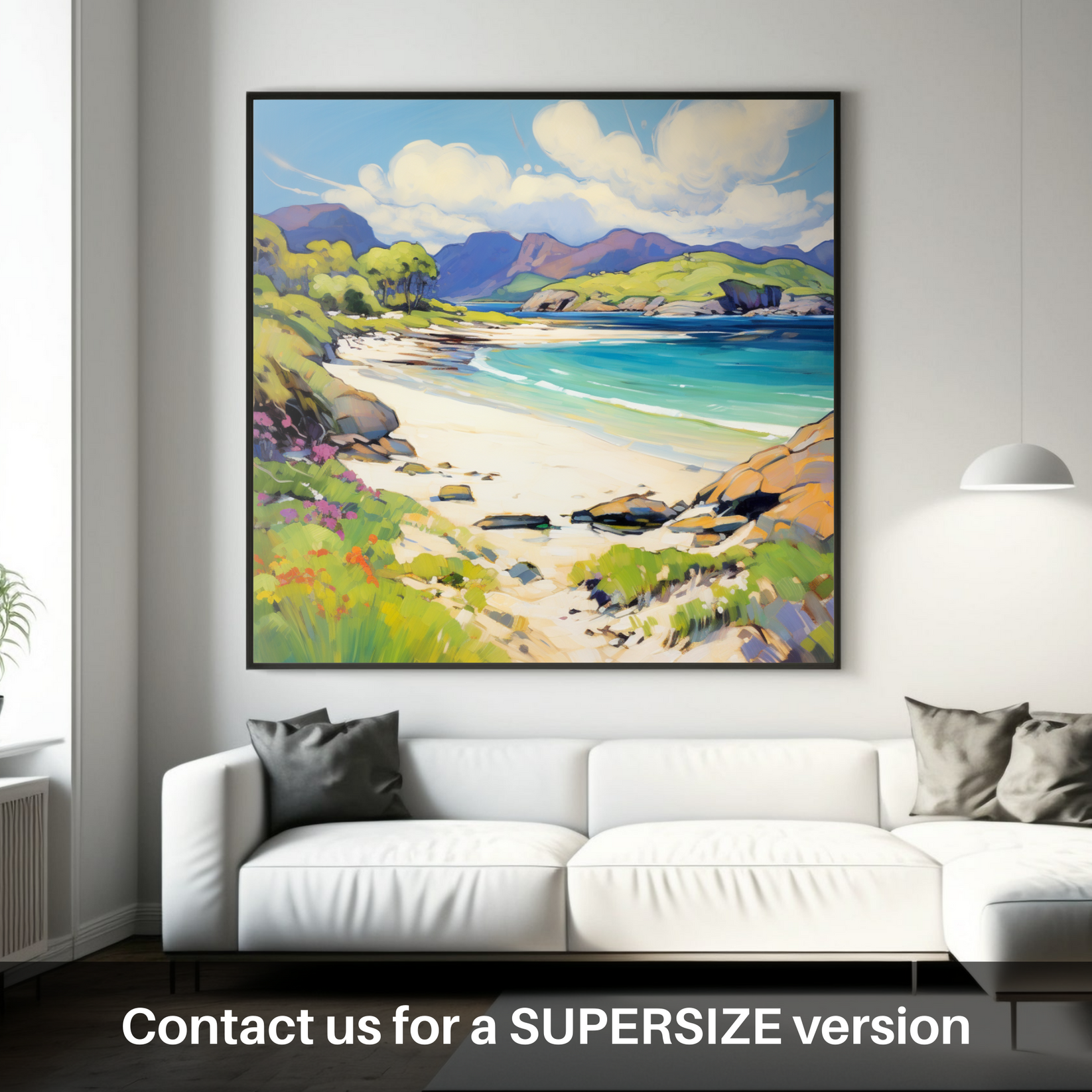 Painting and Art Print of Silver Sands of Morar in summer entitled "Fa ...