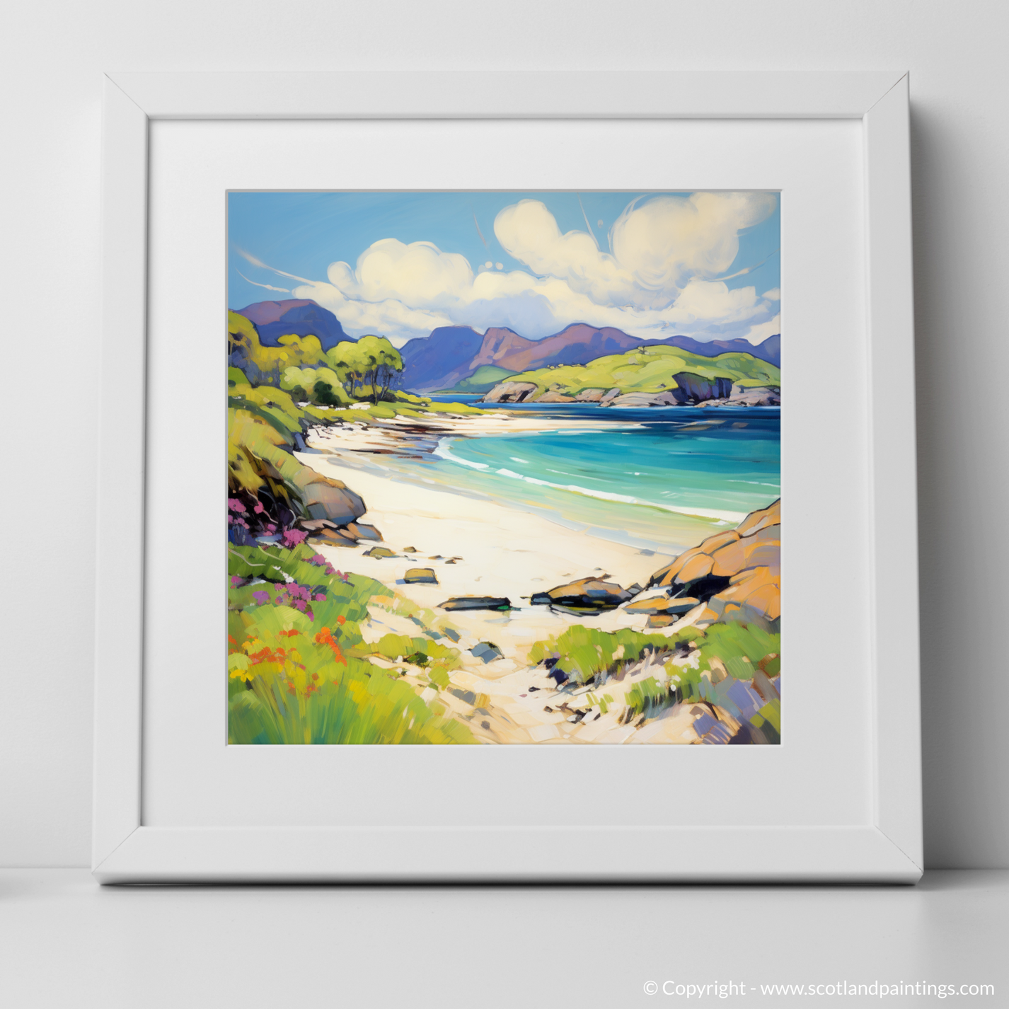 Painting and Art Print of Silver Sands of Morar in summer entitled "Fa ...