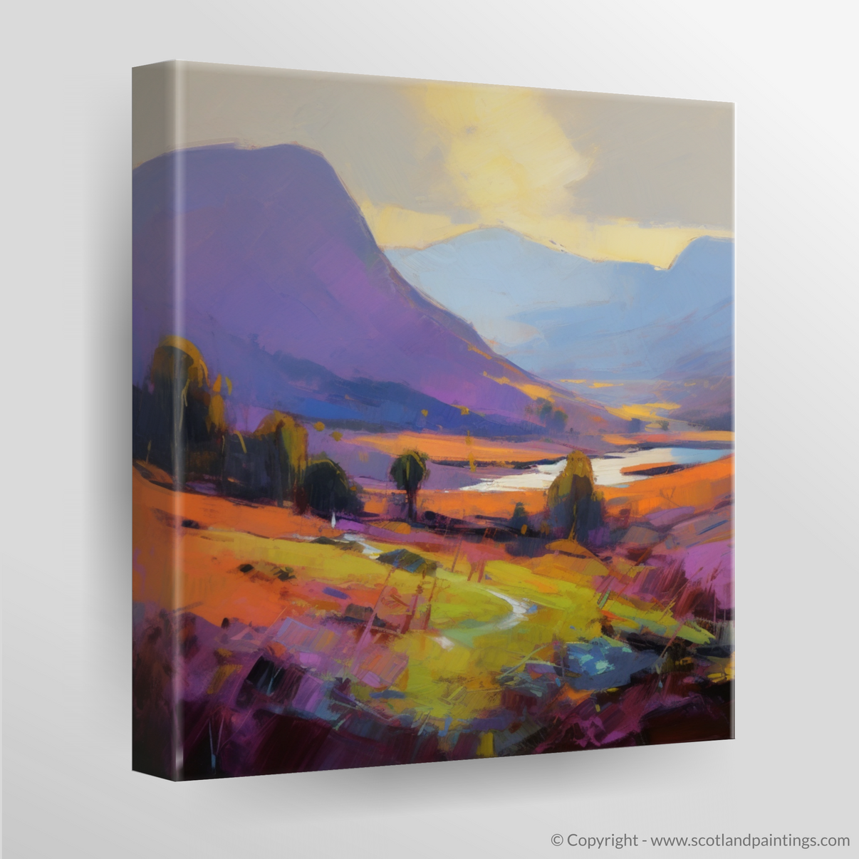 Golden Embrace of Glencoe's Heather – Scotland Paintings and Art Prints