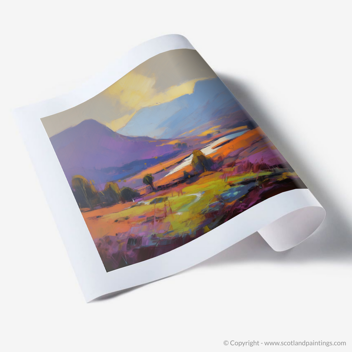 Golden Embrace of Glencoe's Heather – Scotland Paintings and Art Prints