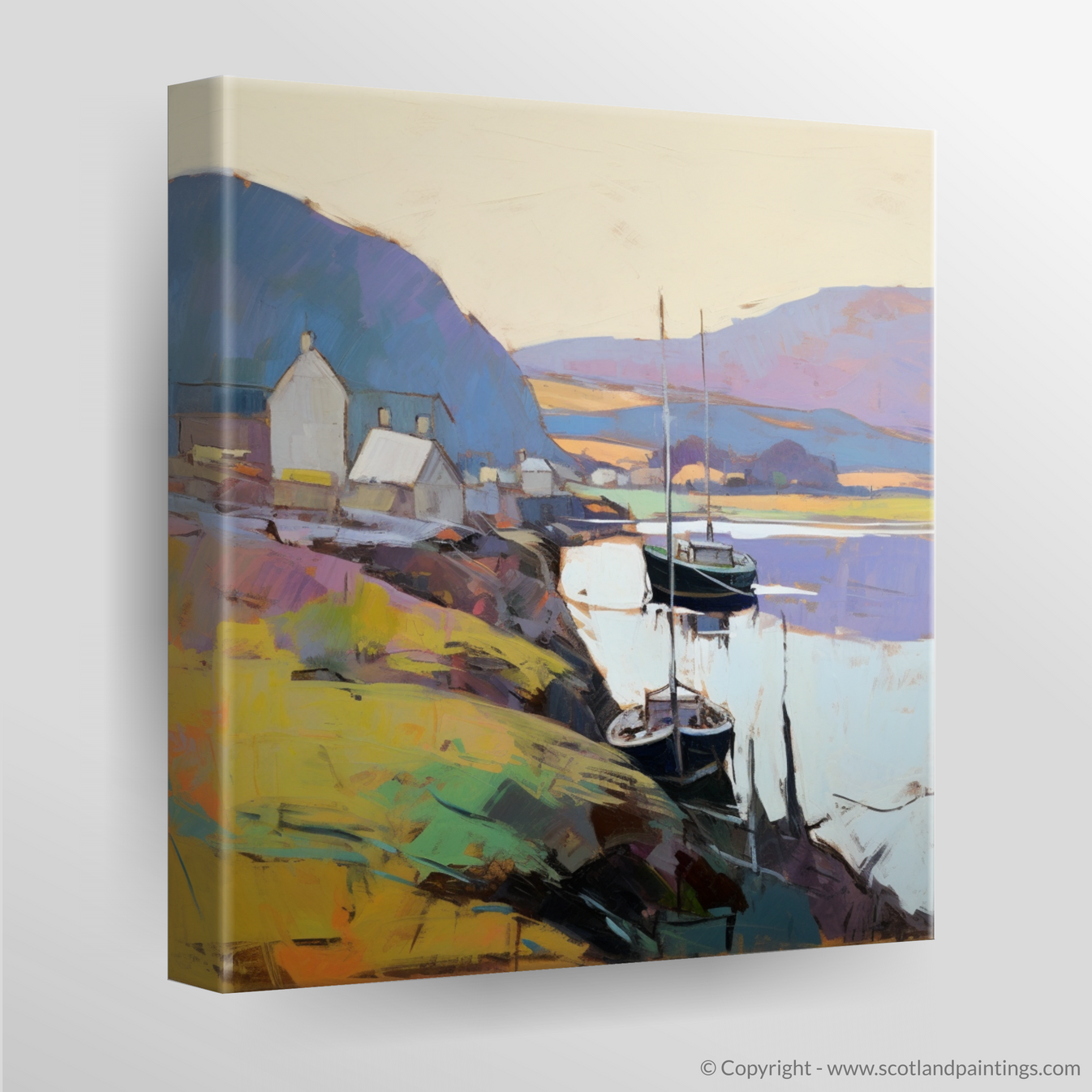 Cubist Charm of Lybster Harbour – Scotland Paintings and Art Prints