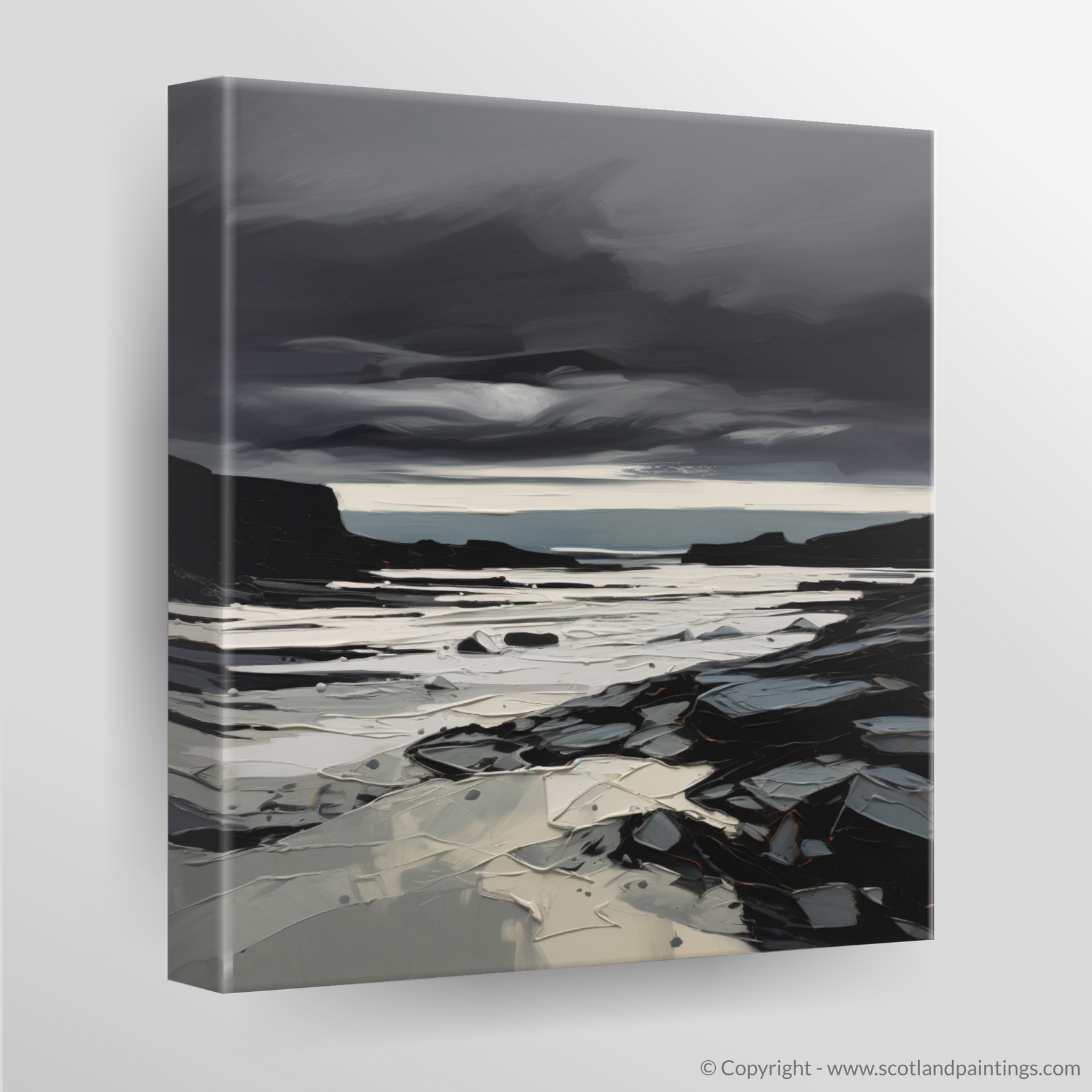 Painting and Art Print of Scarista Beach with a stormy sky. Storm's Em ...