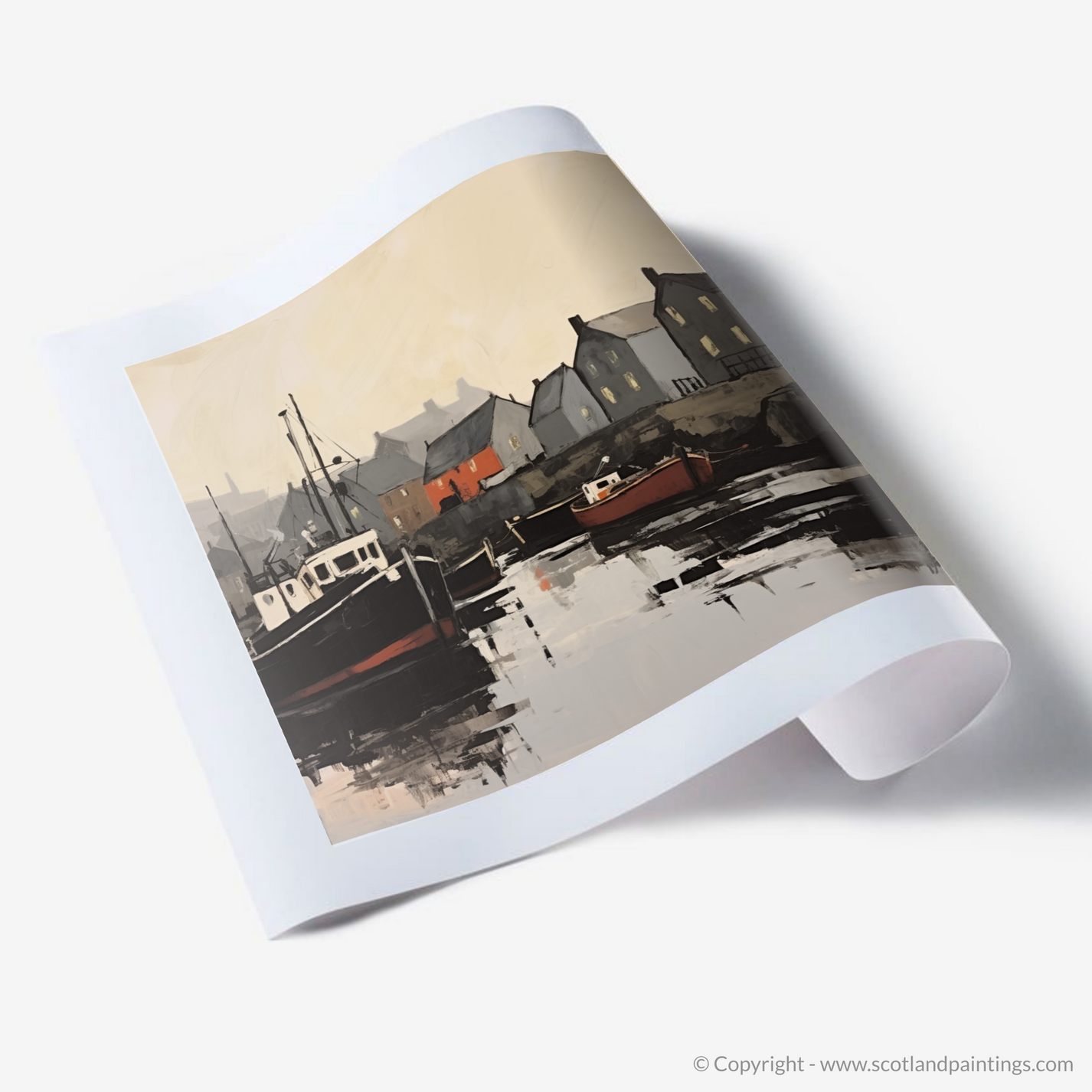 Painting and Art Print of Stornoway Harbour entitled "Harbour Reflecti ...