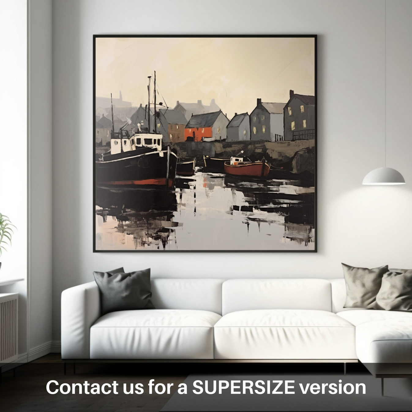 Painting and Art Print of Stornoway Harbour entitled "Harbour Reflecti ...