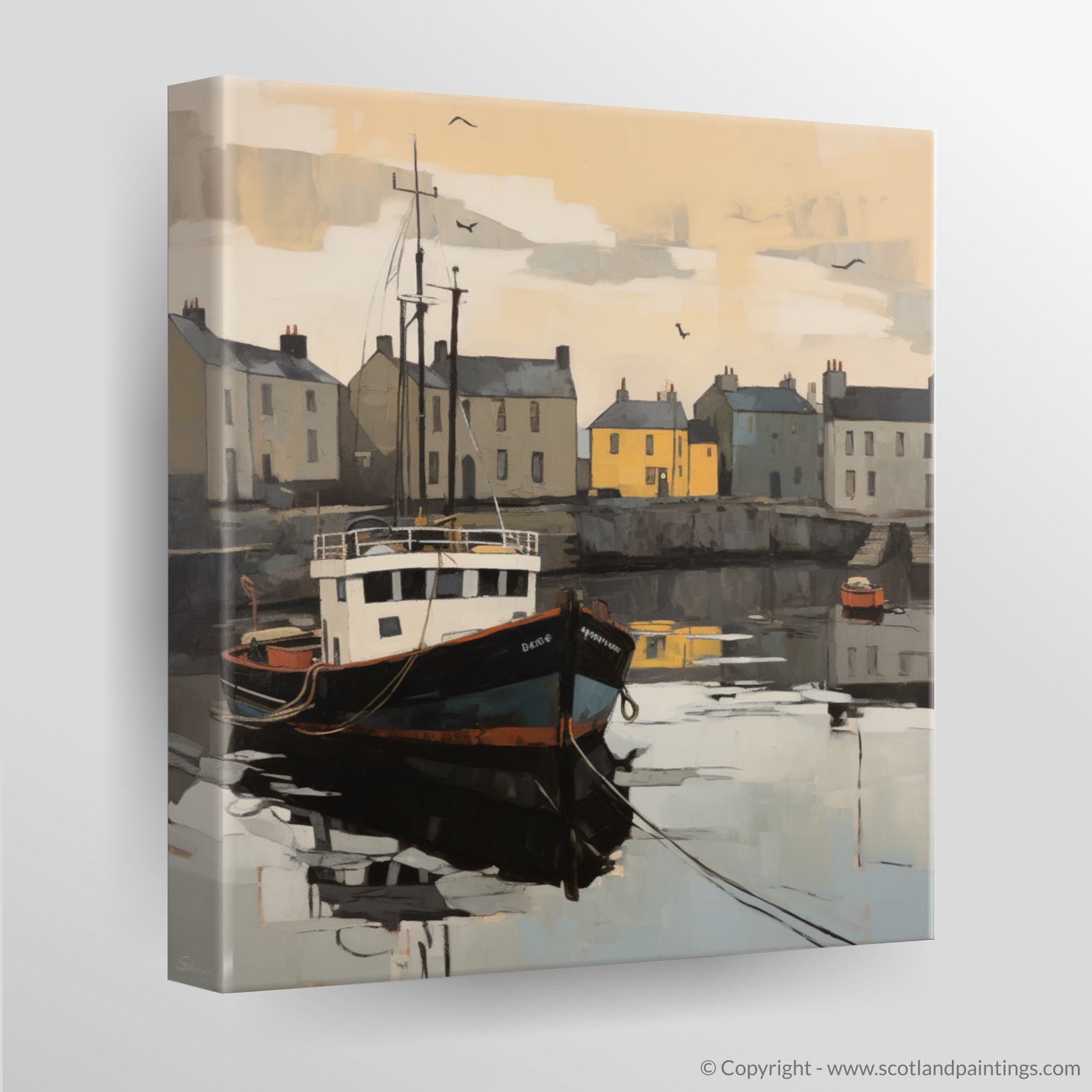 Painting and Art Print of Stornoway Harbour entitled "Stornoway Harbou ...