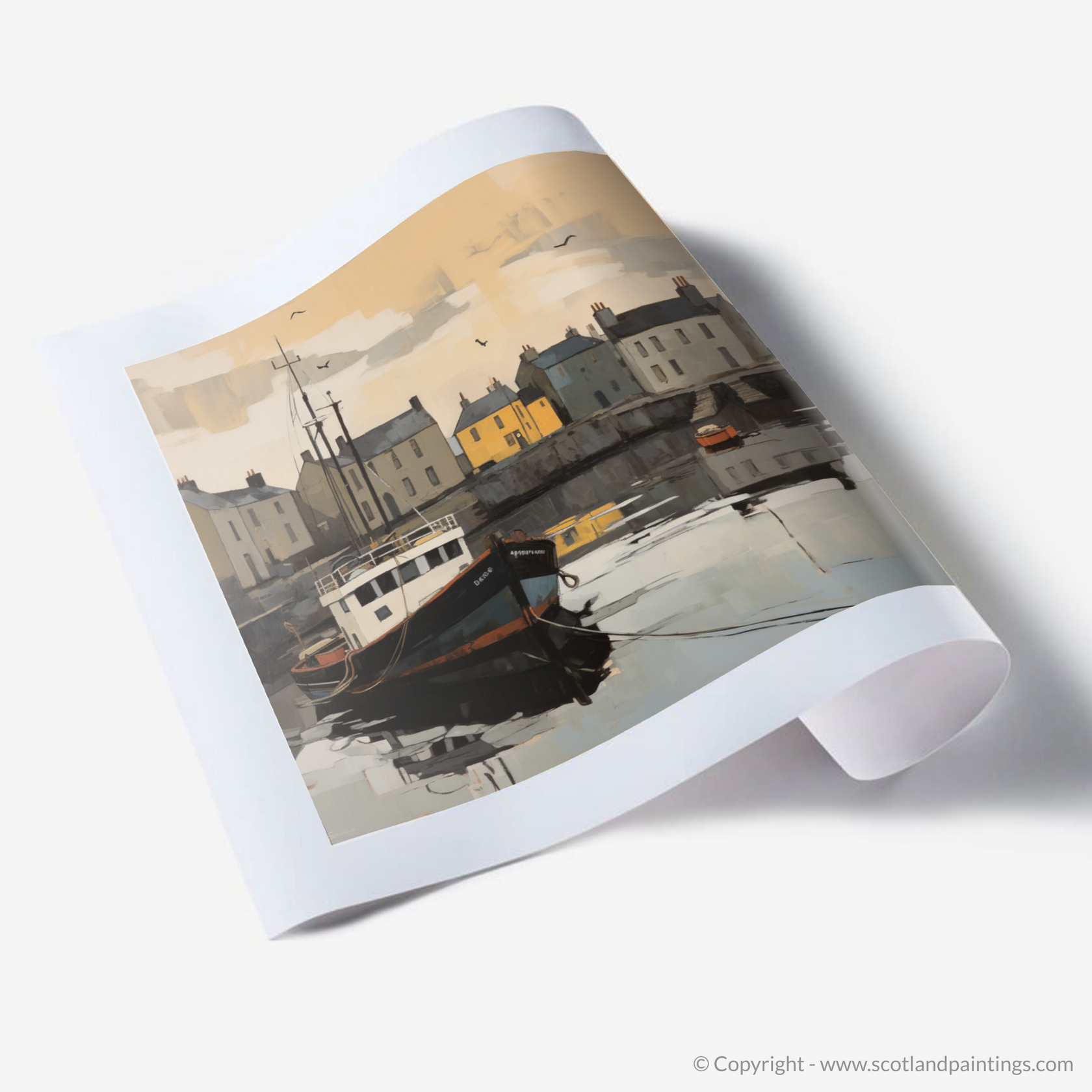 Painting and Art Print of Stornoway Harbour entitled "Stornoway Harbou ...