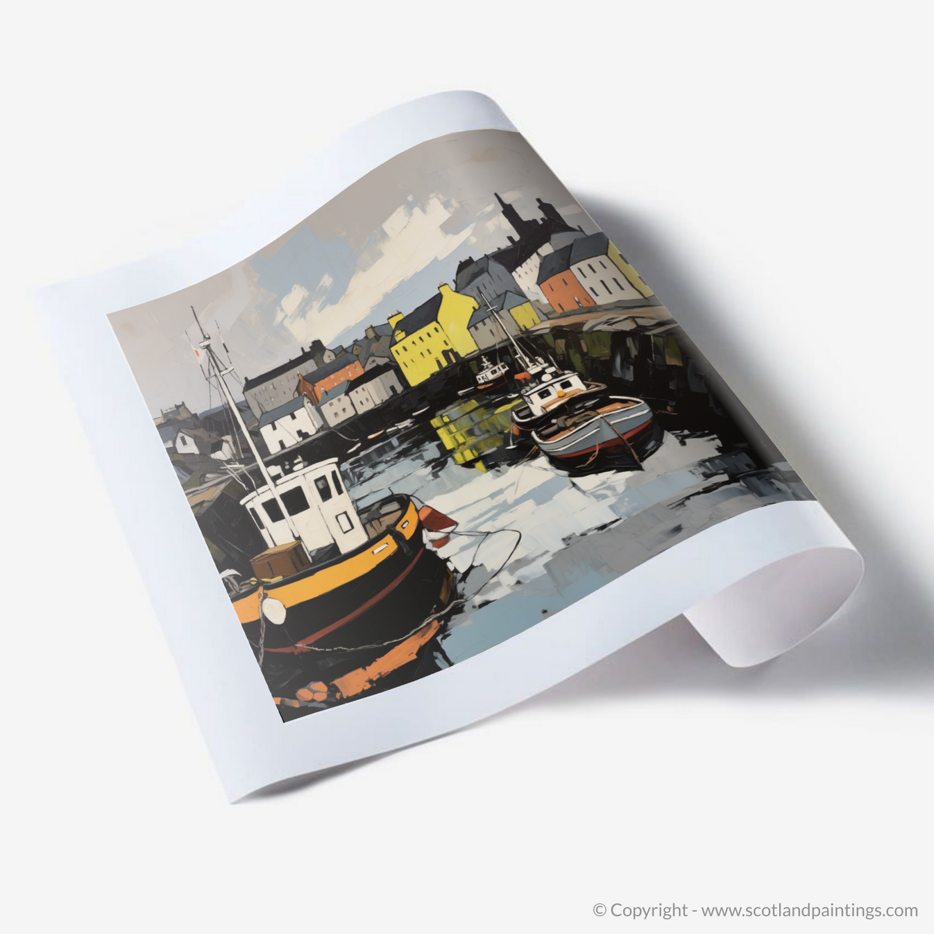Painting and Art Print of Stornoway Harbour entitled "Stornoway Harbou ...