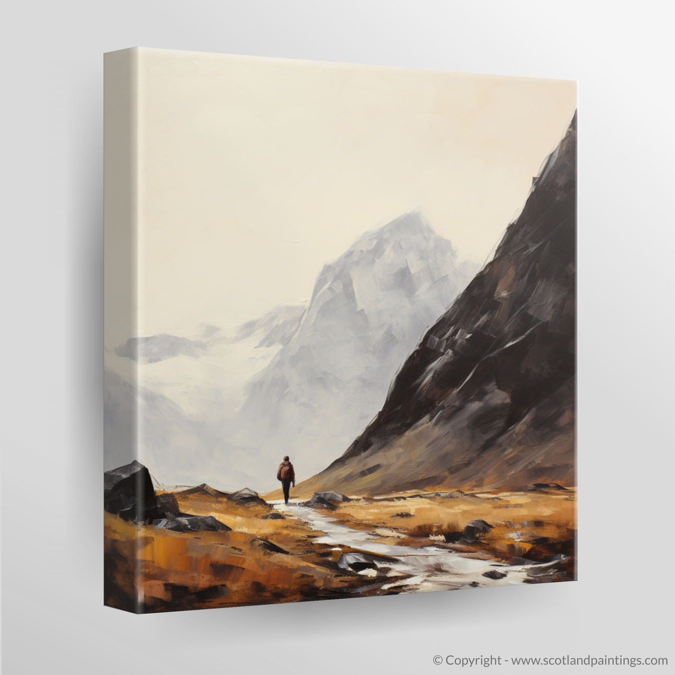 Painting and Art Print of A lone hiker in Glencoe entitled "Solitary H ...
