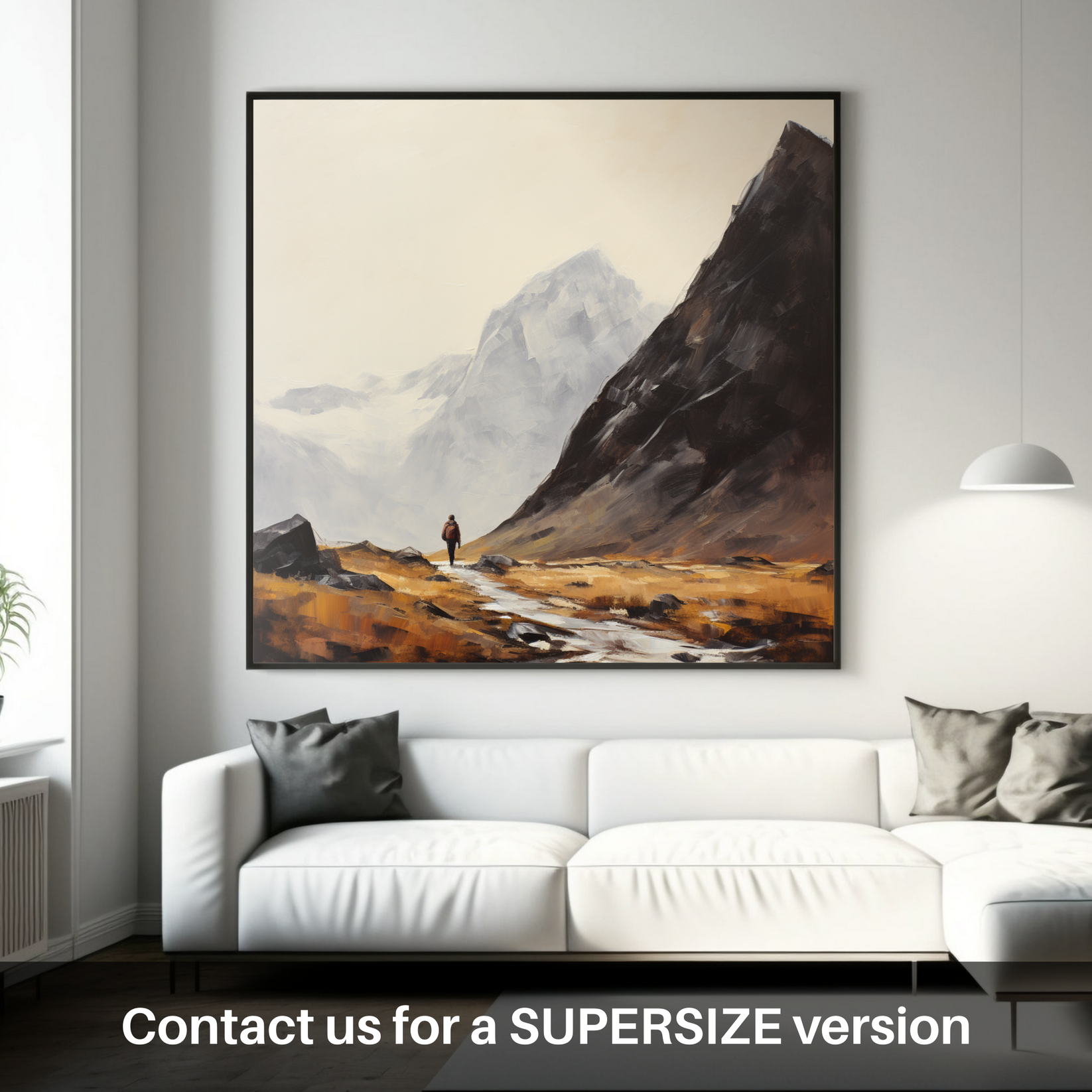Painting and Art Print of A lone hiker in Glencoe entitled "Solitary H ...