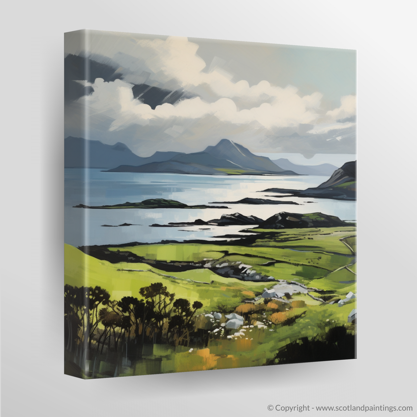 Painting and Art Print of Isle of Raasay, Inner Hebrides in summer. Su ...