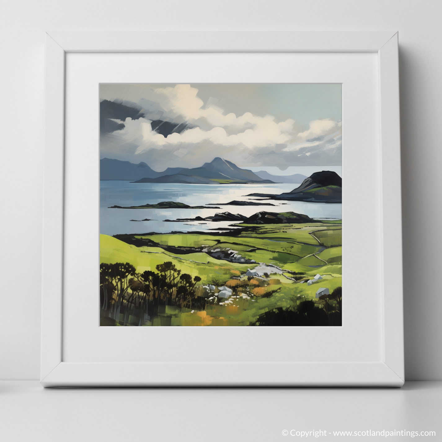 Painting and Art Print of Isle of Raasay, Inner Hebrides in summer. Su ...