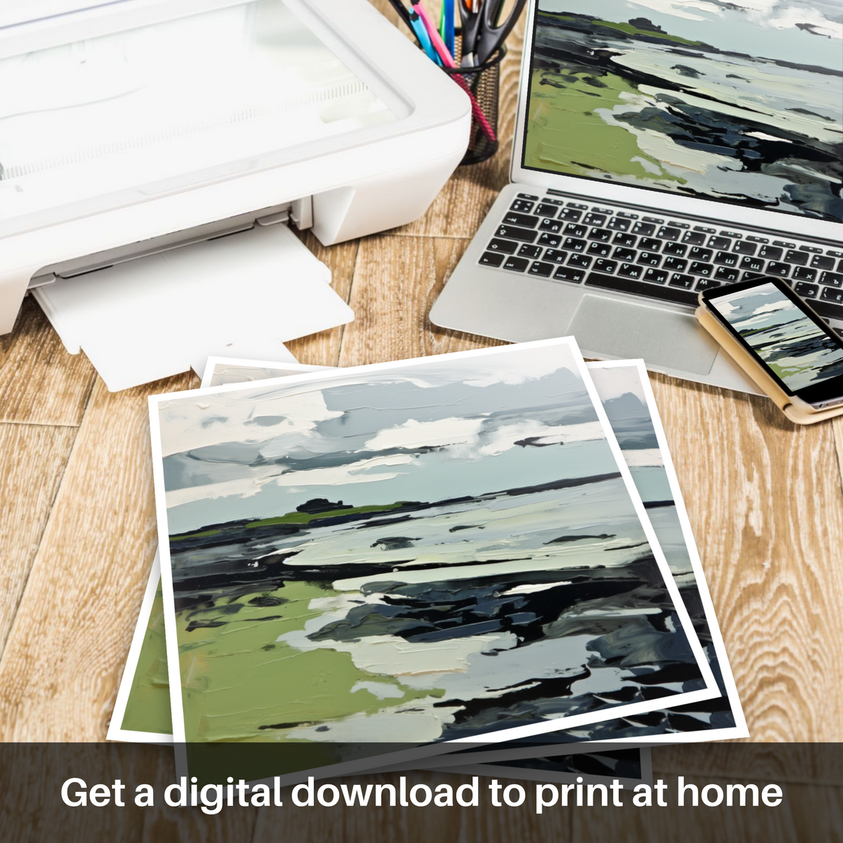 Painting and Art Print of Largo Bay, Fife entitled "Largo Bay Unleashe ...