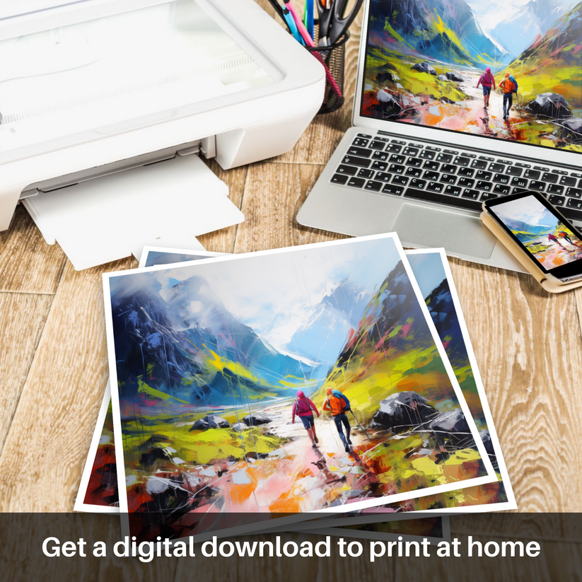 Hikers' Odyssey Through Abstract Glencoe – Scotland Paintings and Art ...