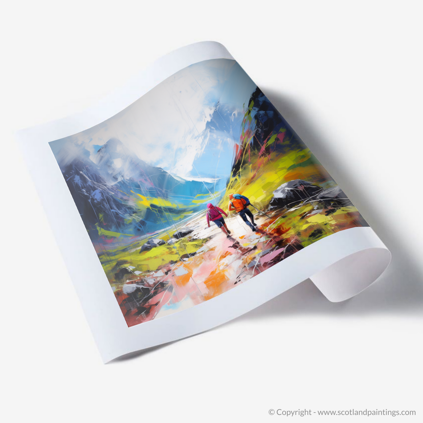 Hikers' Odyssey Through Abstract Glencoe – Scotland Paintings and Art ...