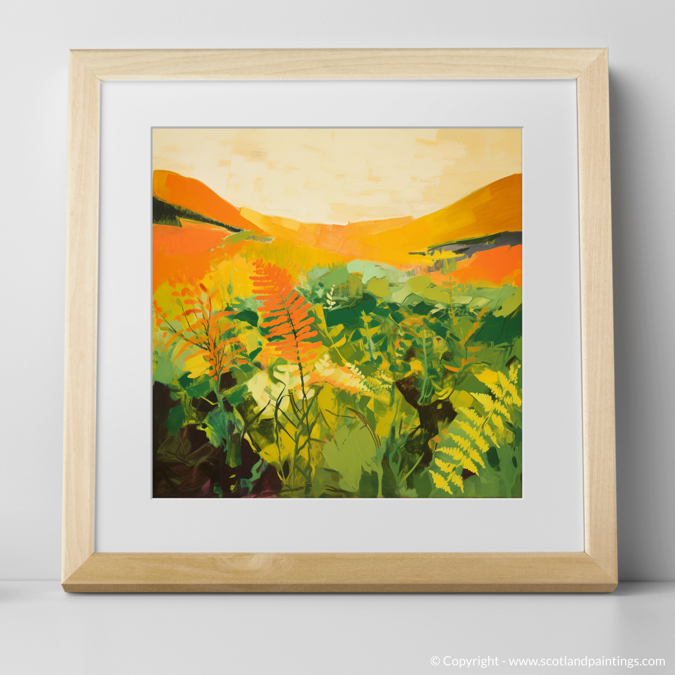Glowing Ferns at Glencoe's Golden Hour – Scotland Paintings and Art Prints