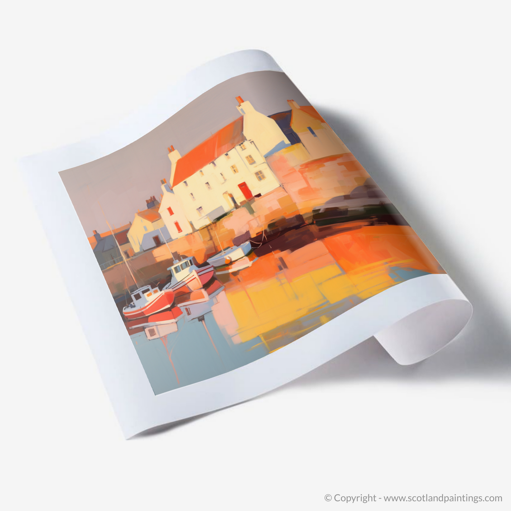 Golden Glow at St Monans Harbour – Scotland Paintings and Art Prints