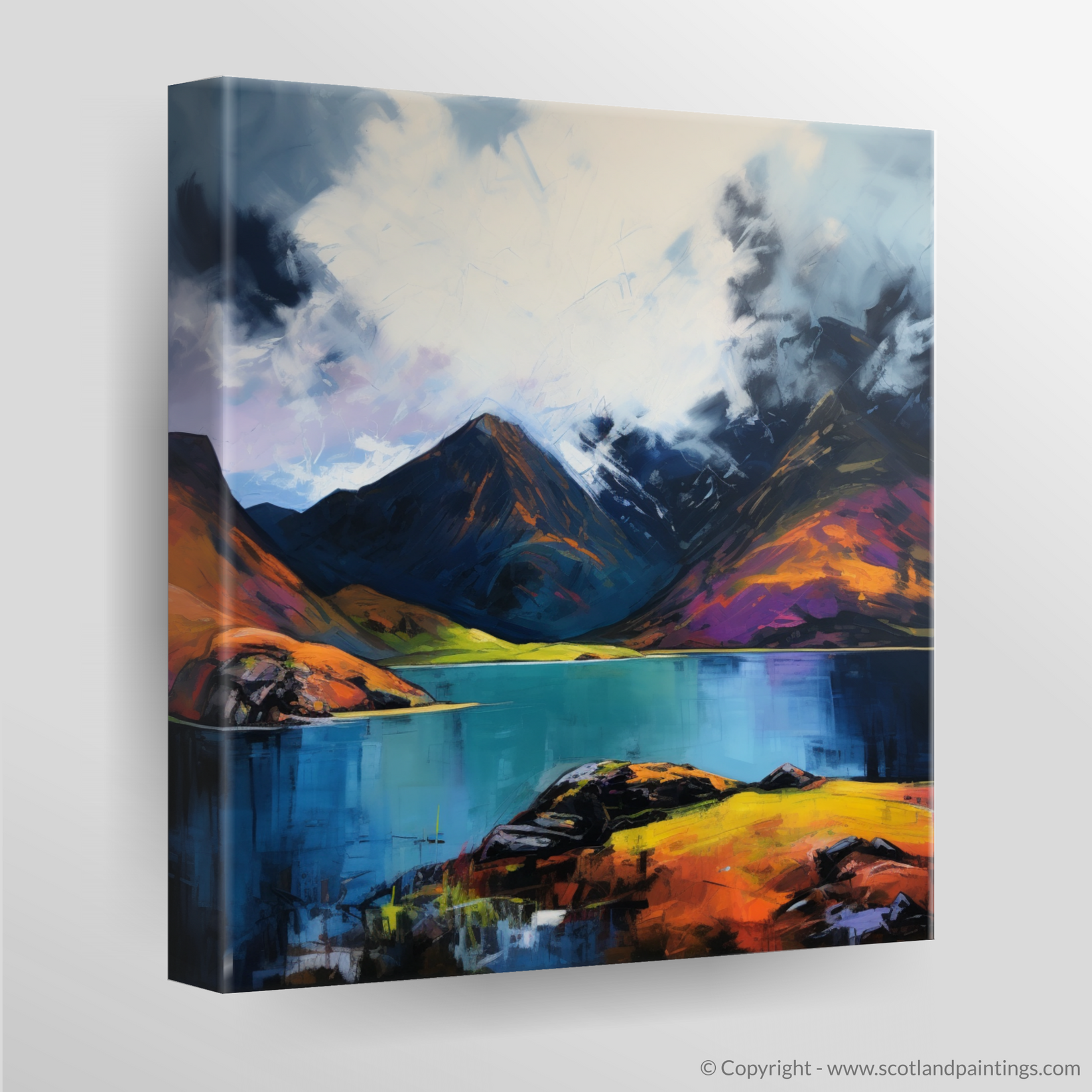 Painting and Art Print of Loch Coruisk with a stormy sky entitled "Sto ...