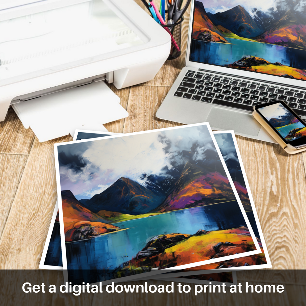 Painting and Art Print of Loch Coruisk with a stormy sky entitled "Sto ...