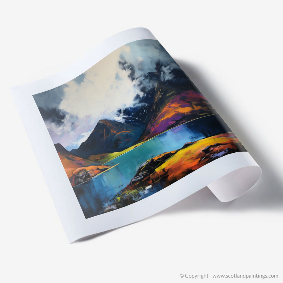 Painting and Art Print of Loch Coruisk with a stormy sky entitled "Sto ...